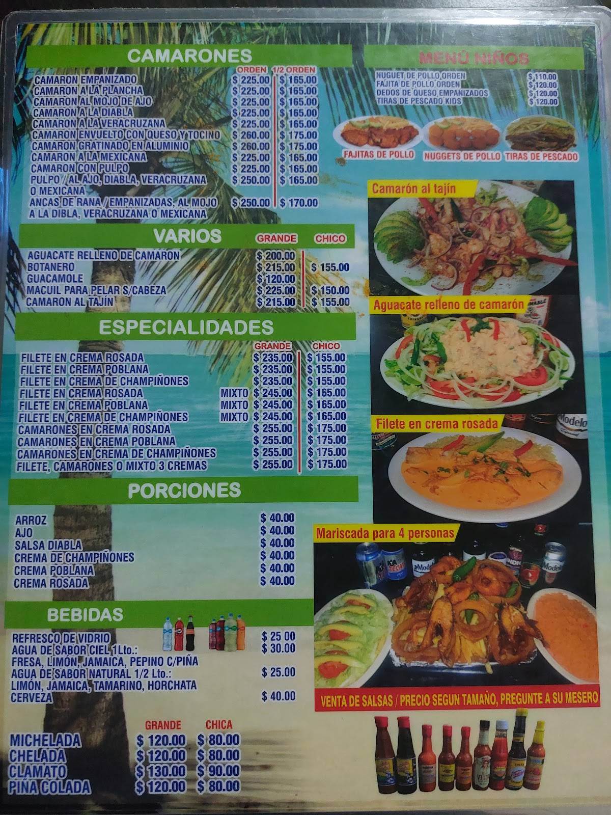 Carta del restaurante Mariscos altamar, Guadalupe
