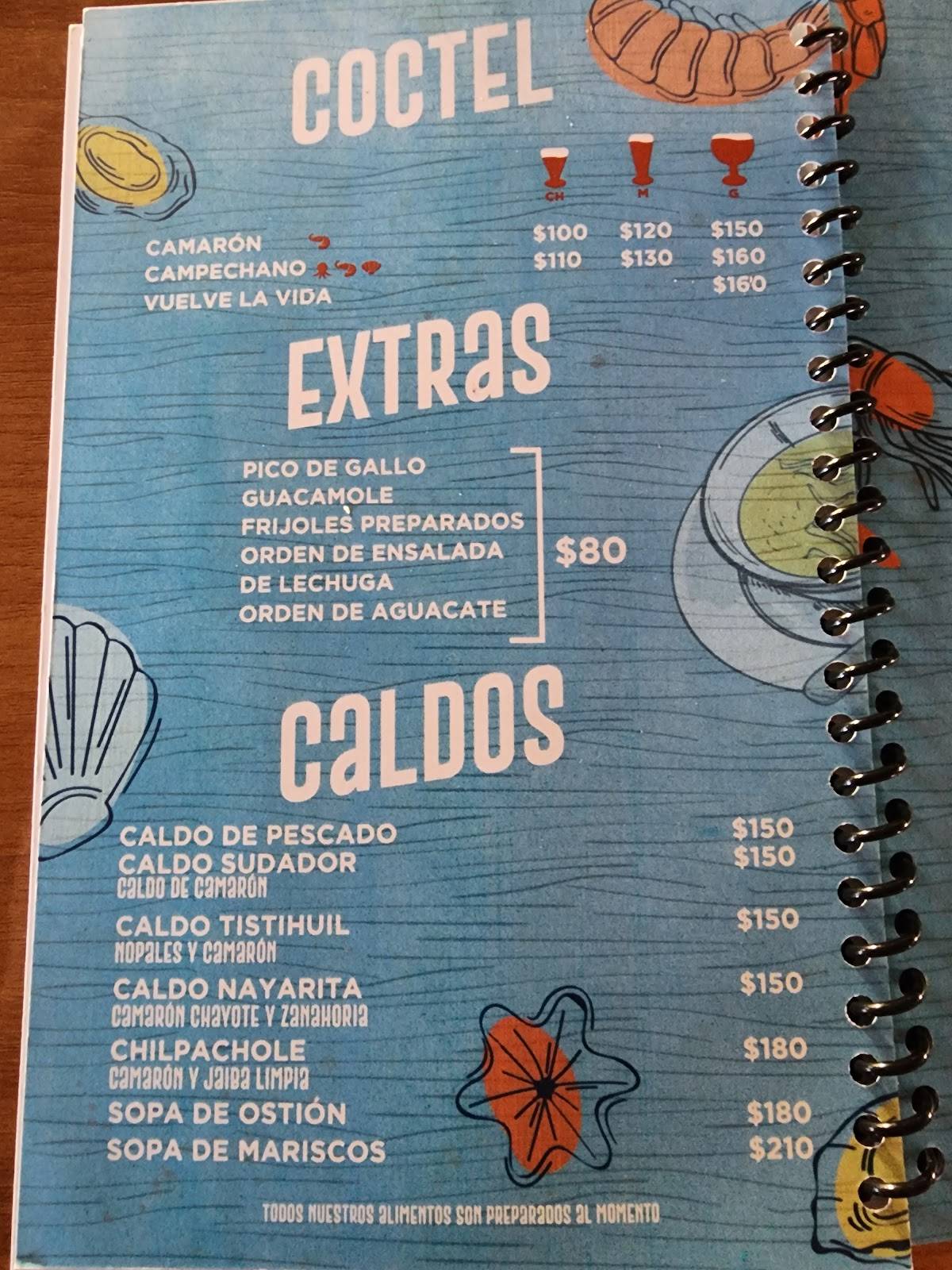 Carta del restaurante Mariscos del Checo, Tlaxco, Tlaxco - Apizaco
