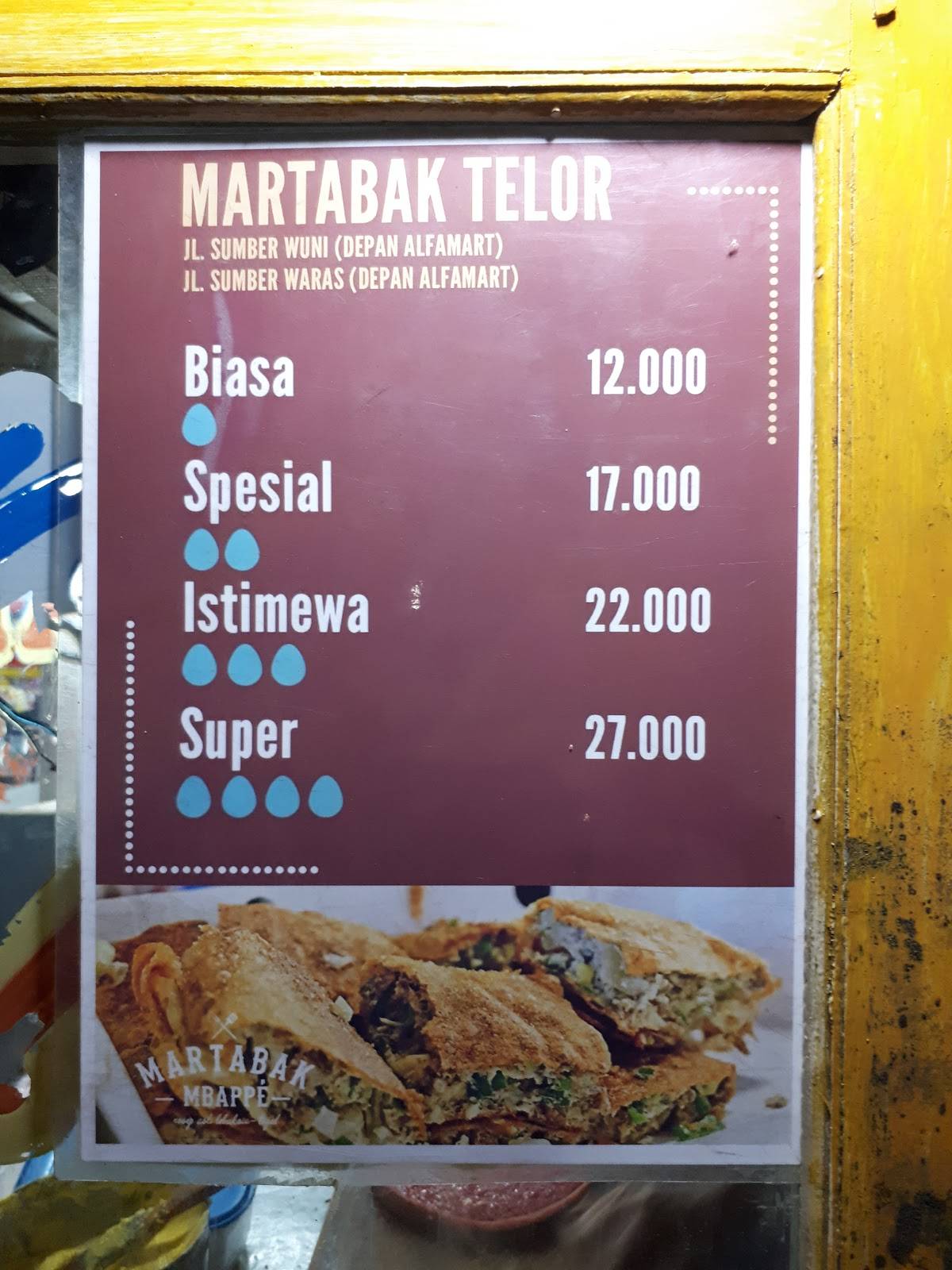 Carta del restaurante Martabak Dan Terang Bulan, Mulyoarjo