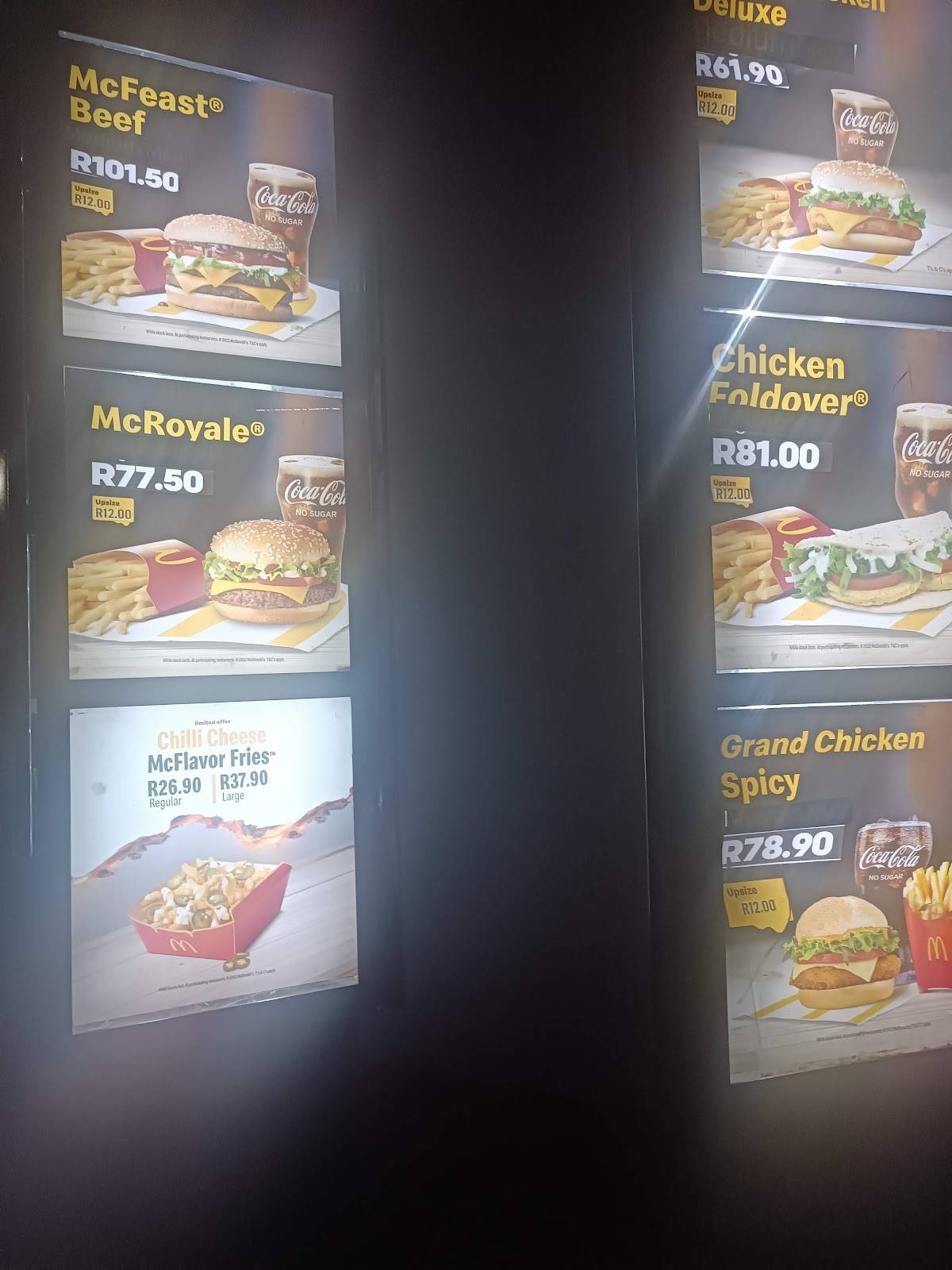 Menu at McDonald's Ellis Park Drive-Thru restaurant, Johannesburg, Joe ...