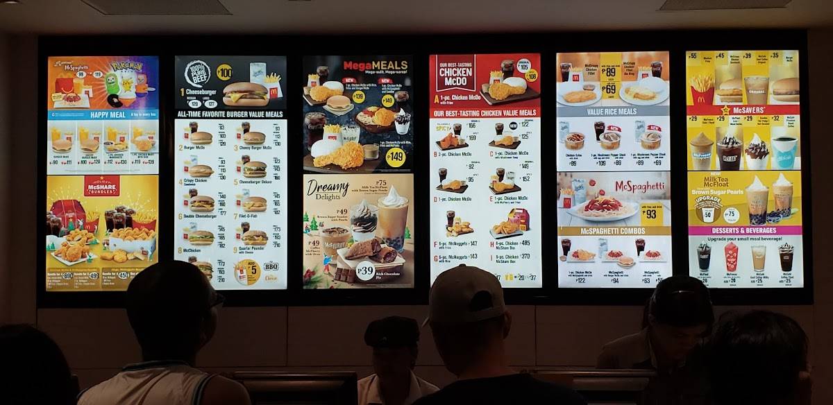 Menu at McDonald's restaurant, Kalibo, P929+G25