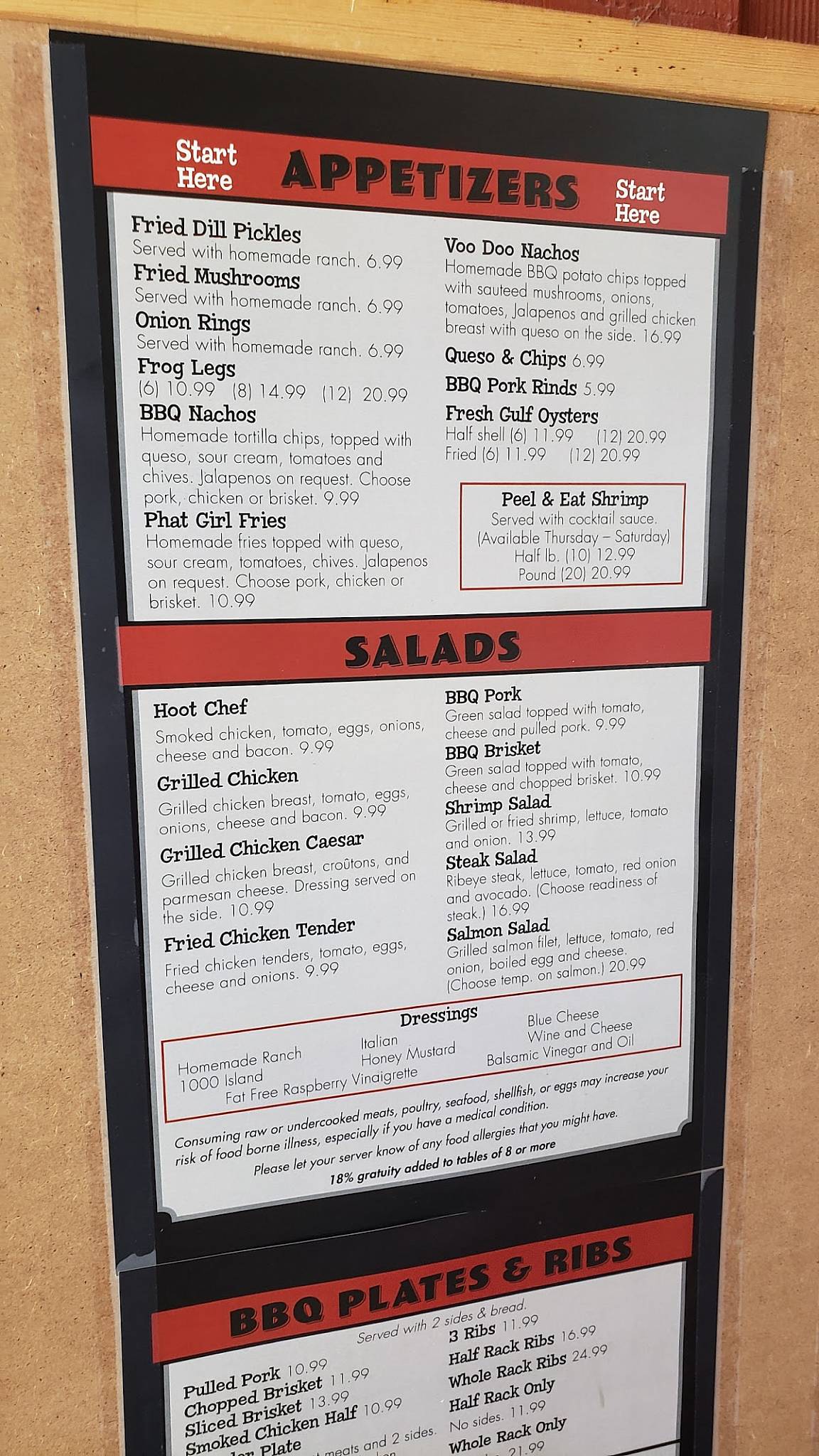 Menu at Hoots BBQ & Steaks, McGehee
