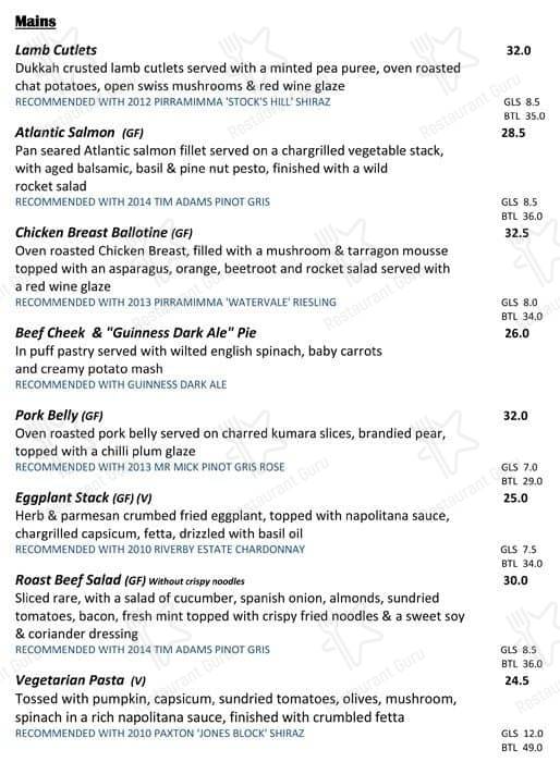 Menu at Meadows Hotel pub & bar, Meadows
