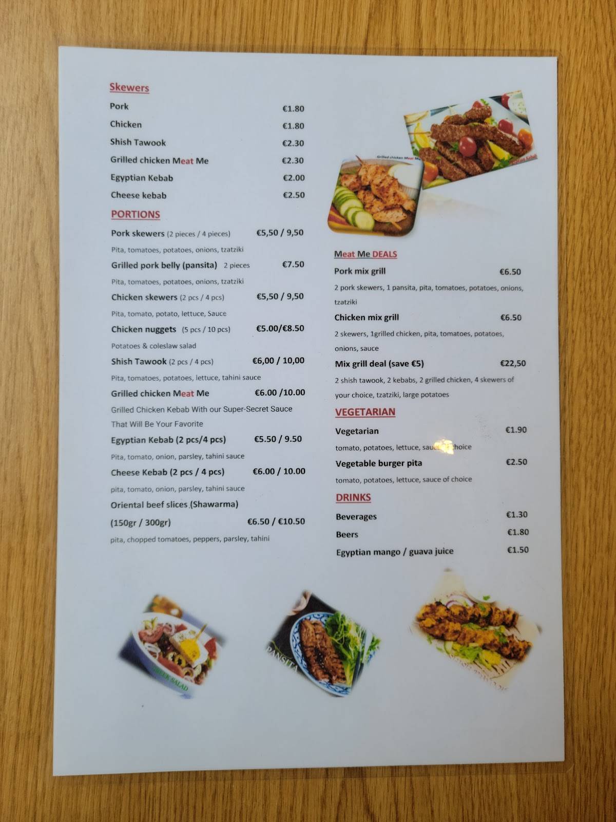Menu at Meat Me ~Food Corner~, Athens