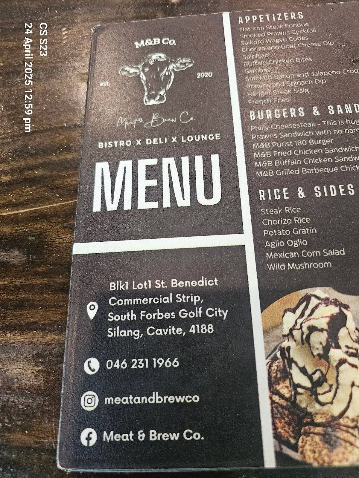 Menu at Meat & Brew Co. restaurant, Silang