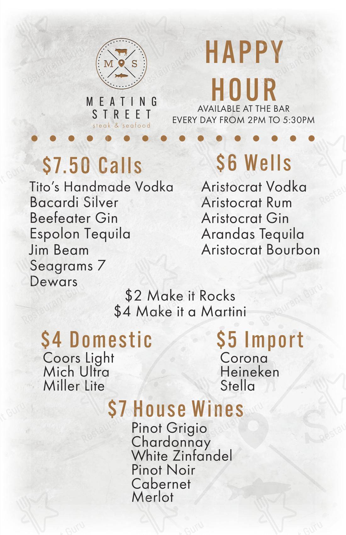 Menu at Meating Street Seafood & Steakhouse, Port St. Lucie