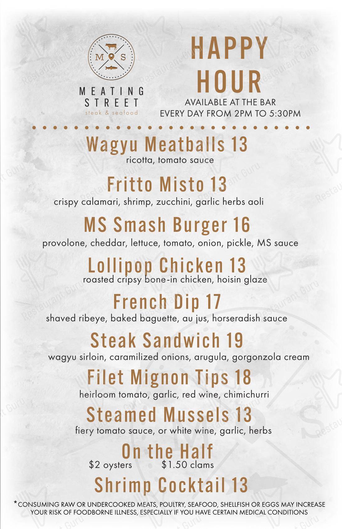 Menu at Meating Street Seafood & Steakhouse, Port St. Lucie