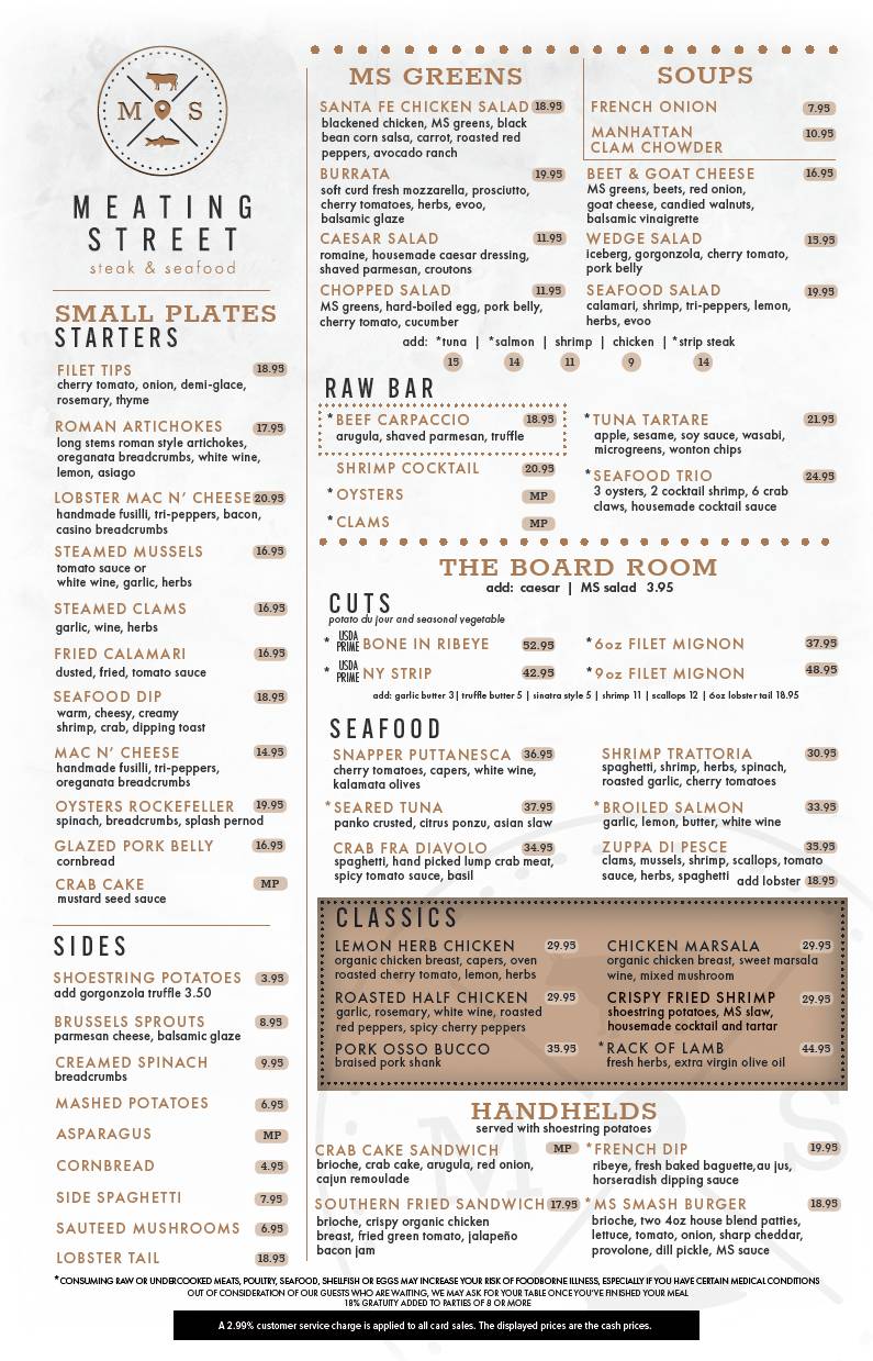 Menu at Meating Street Seafood & Steakhouse, Port St. Lucie