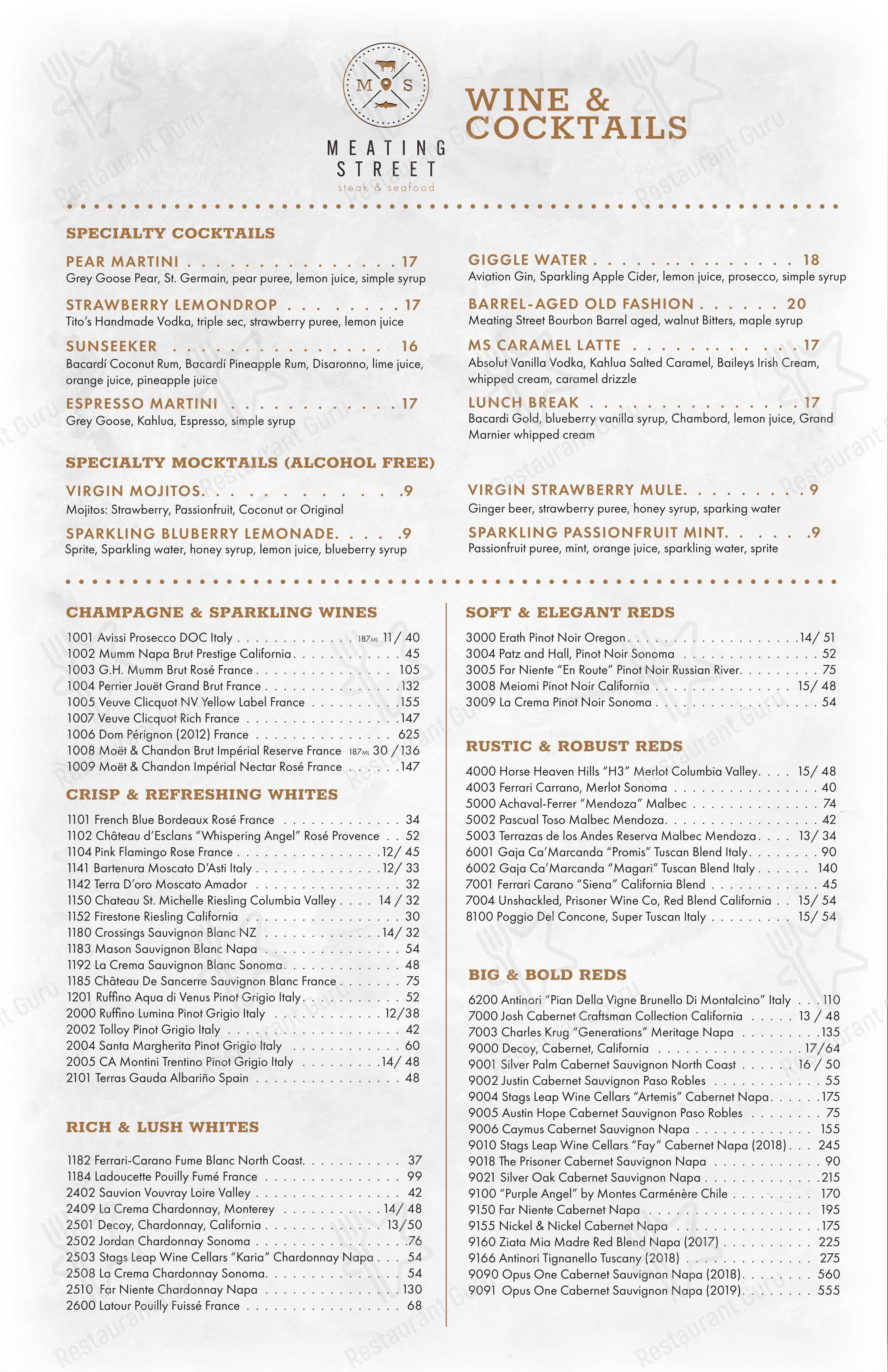 Menu at Meating Street Seafood & Steakhouse, Port St. Lucie