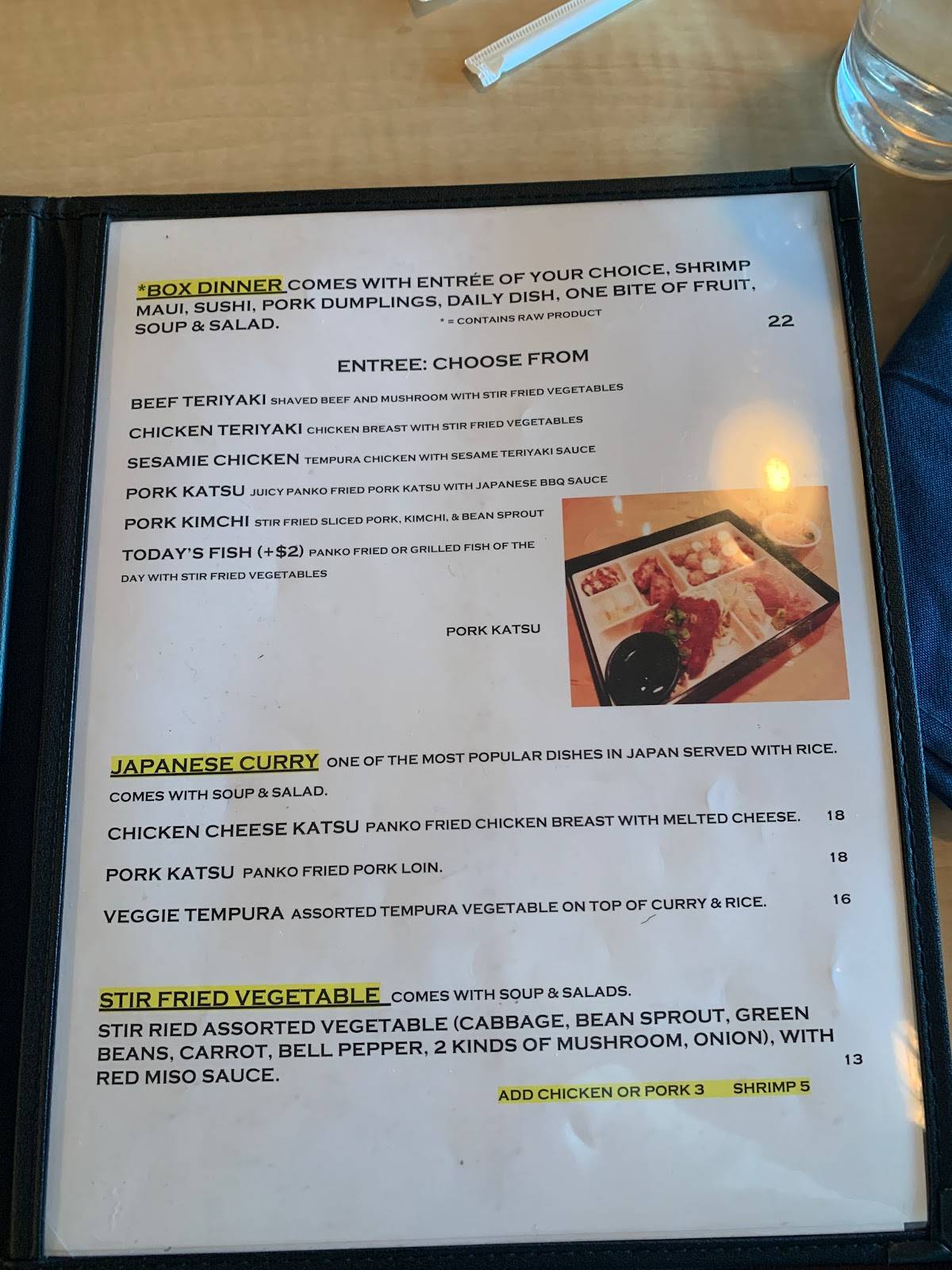Menu at NAOKI JAPANESE CUISINE restaurant, Palm Bay