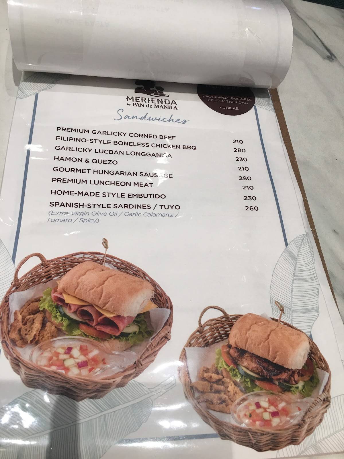 Menu at Merienda by Pan de Manila restaurant, Mandaluyong