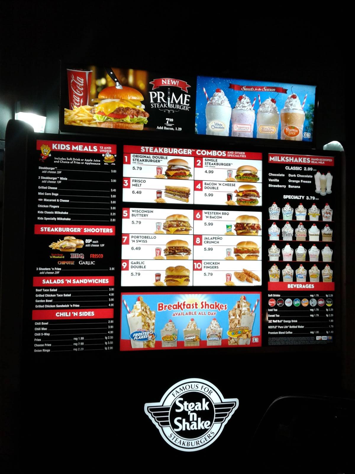 Menu at Steak 'n Shake fast food, Merrillville