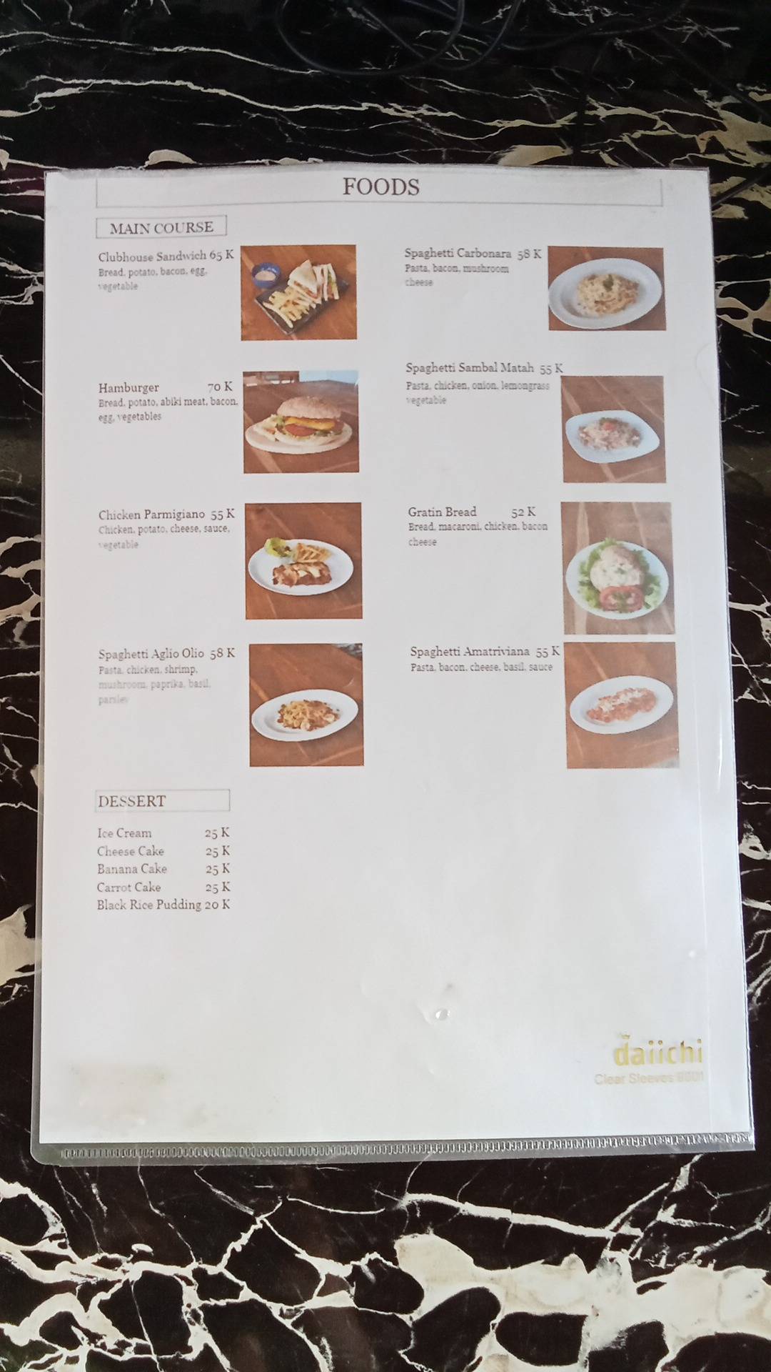 Menu at Mesari Warung restaurant, Keramas