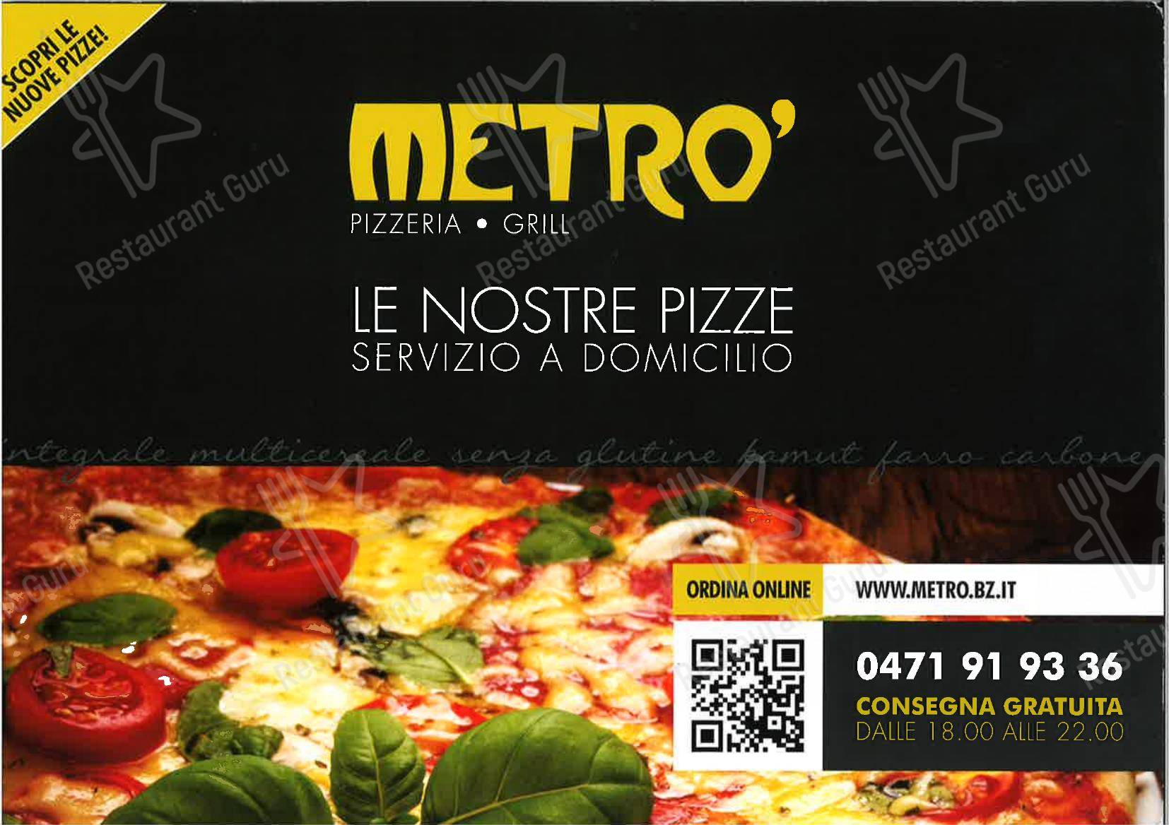Menu da Pizzeria Ristorante Metro', Bolzano
