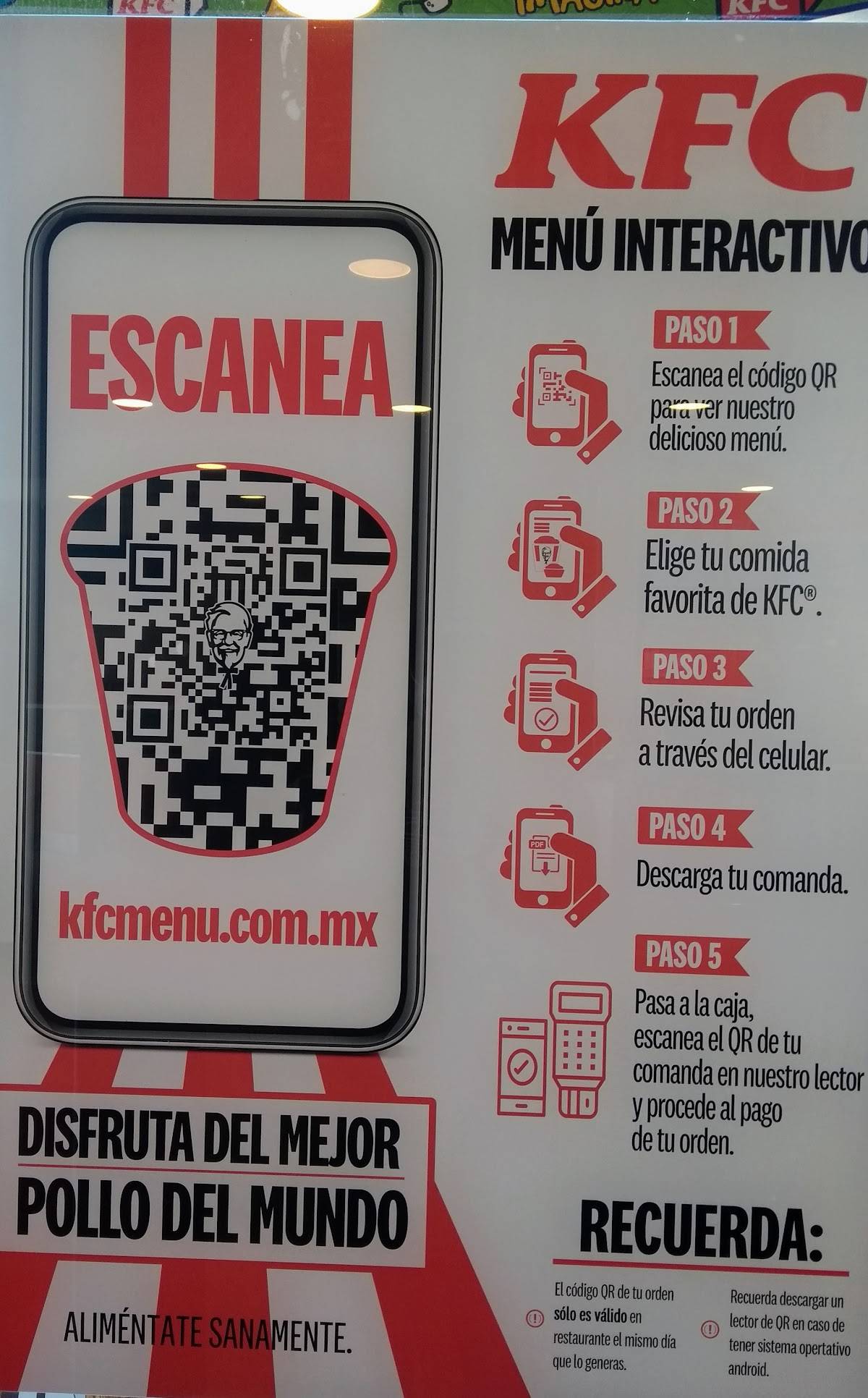 Menu at KFC restaurant, Mexicali, Blvd. Lázaro Cárdenas 3000