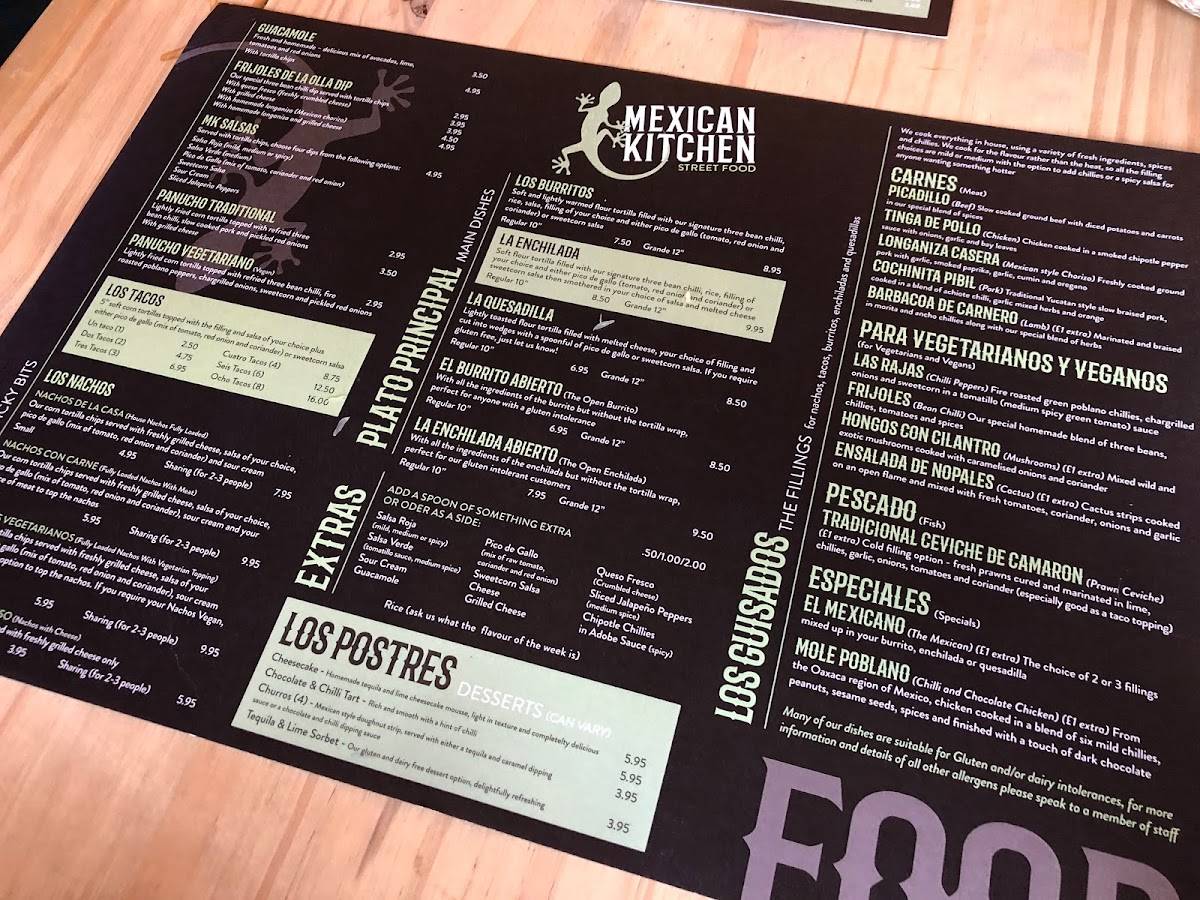 Menu at Mexican Kitchen restaurant, Wickford