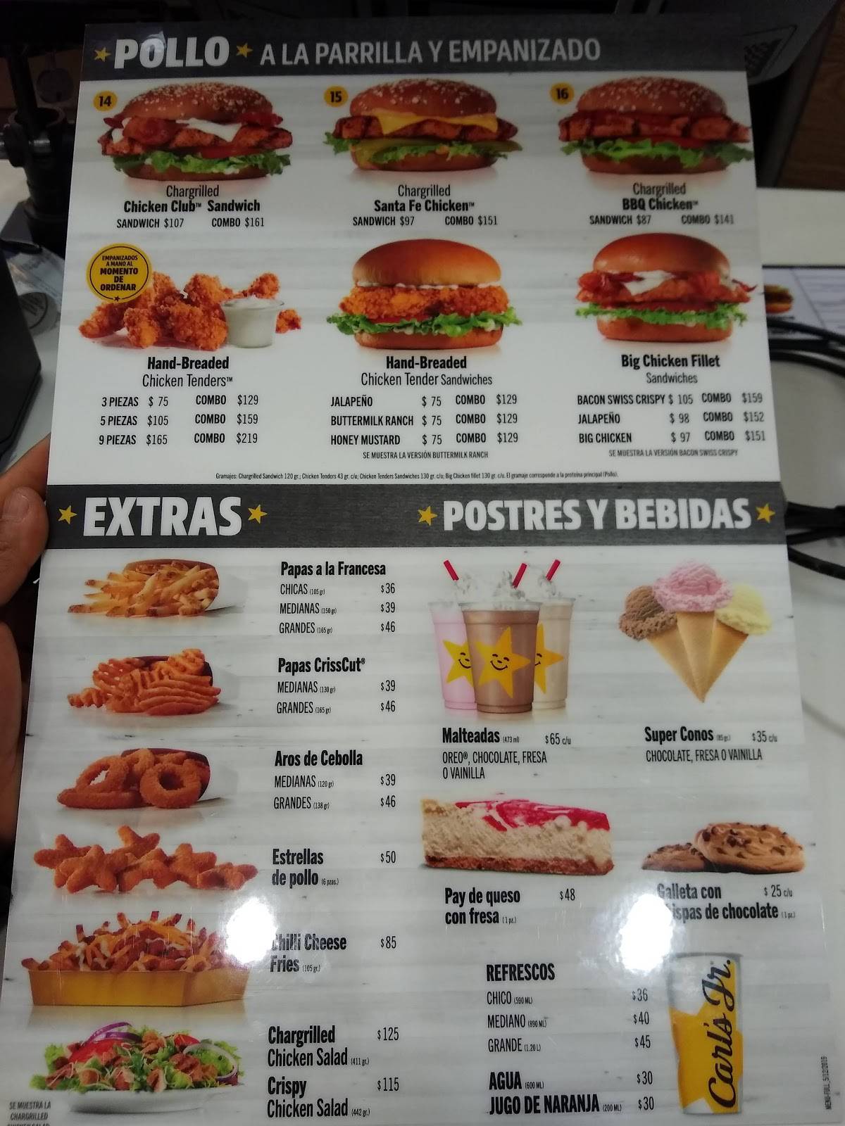 Carta del restaurante Carl's Jr., Ciudad del México, Avenida ...