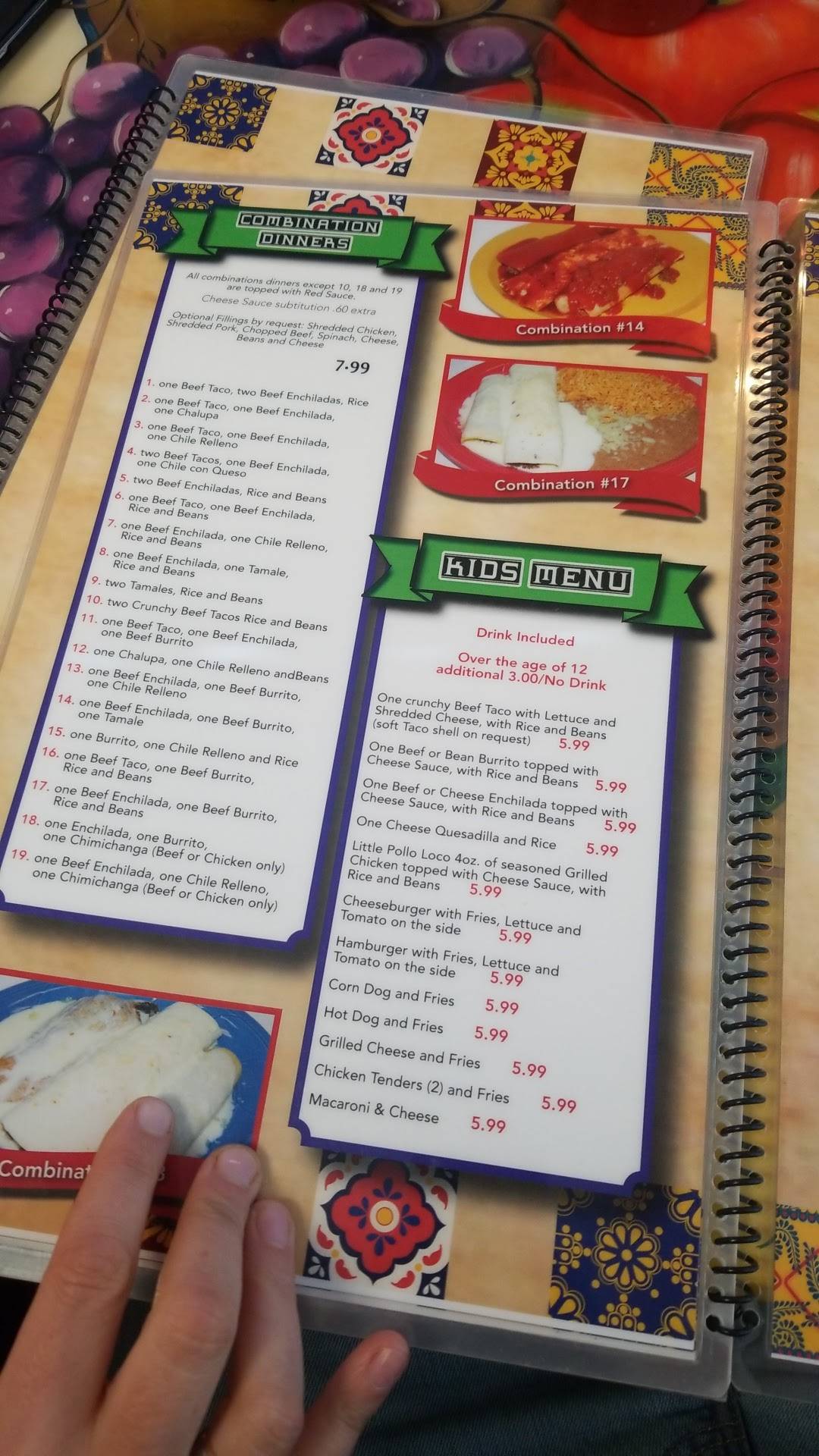 Menu at Mi Torito Mexican Restaurant Galena, Galena