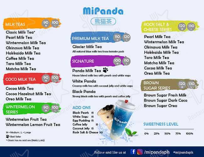Carta de MiPanda Milk Tea Hub, Makati, A.Venue Outdoor Market