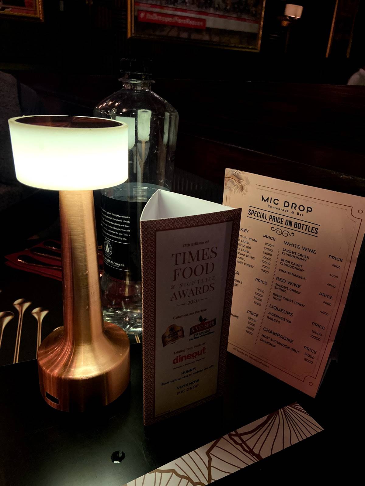 Menu at Mic Drop 2.0, New Delhi