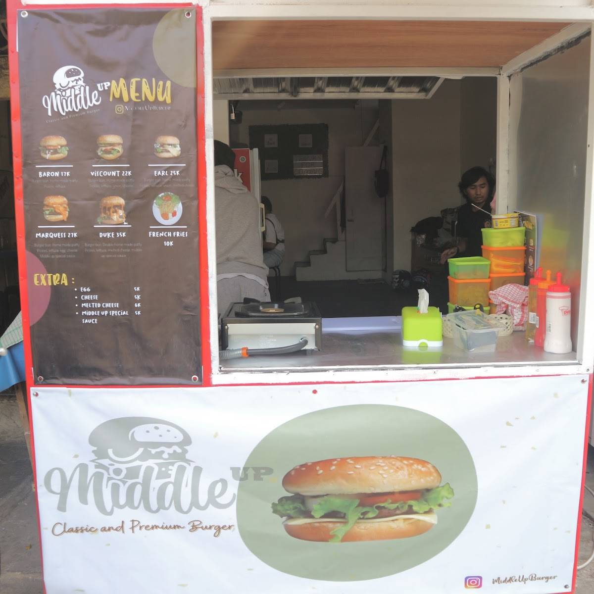 Menu at Middle Up Burger restaurant, Central Jakarta