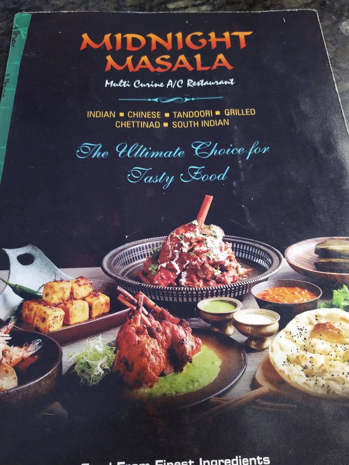 Menu at Midnight Masala, Chennai, Sundaram Building