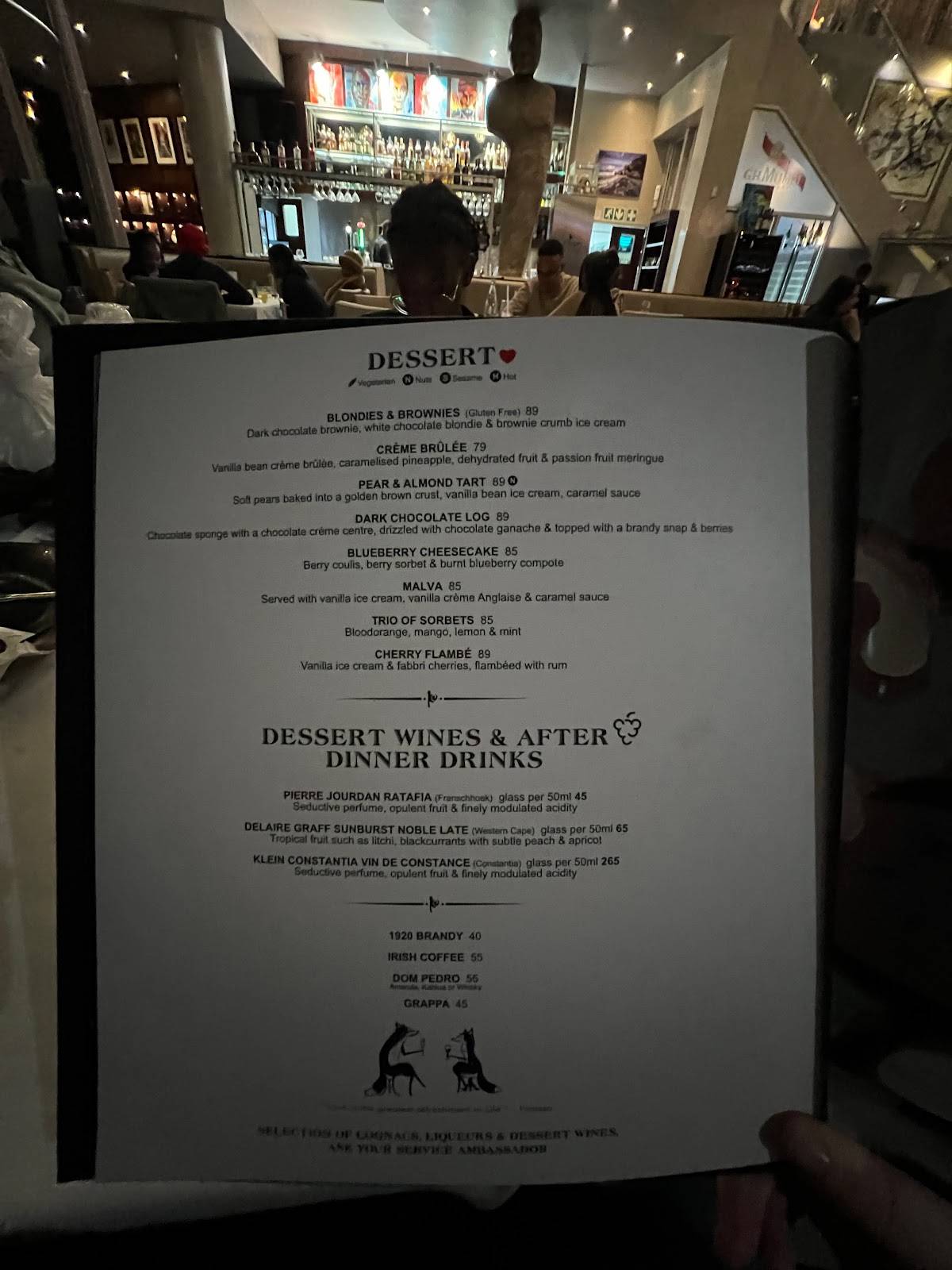 Menu at Kream Restaurant Mall of Africa, Midrand