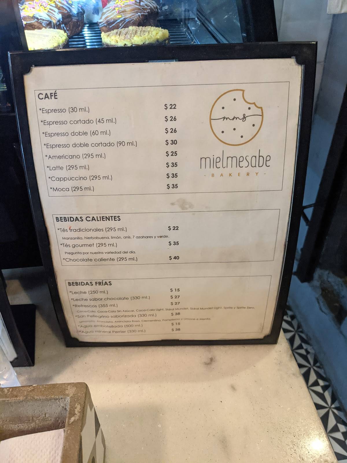 Carta de Mielmesabe Bakery, Ciudad de México