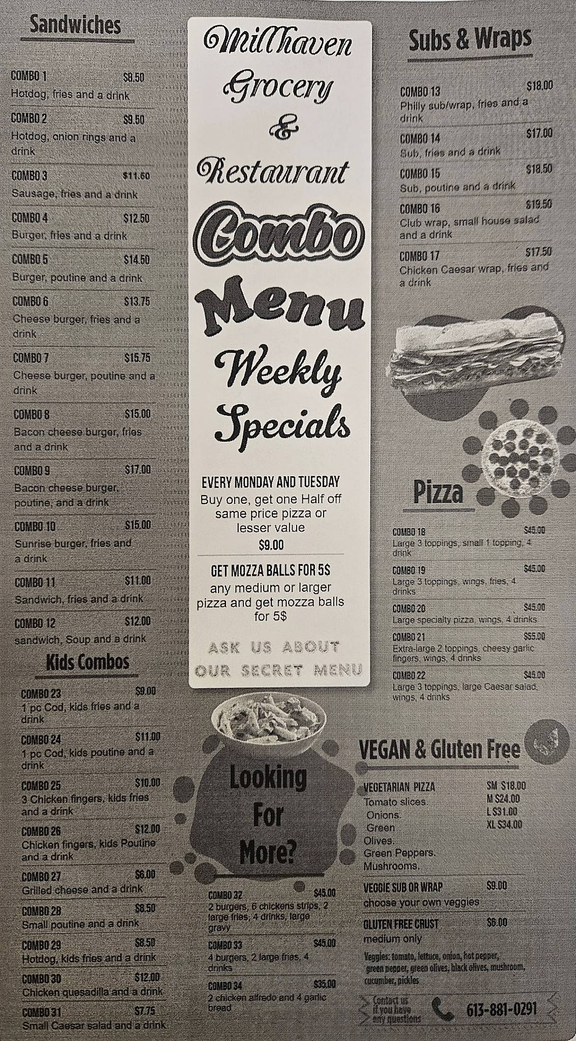 Menu at Millhaven Grocery & Restaurant, Bath