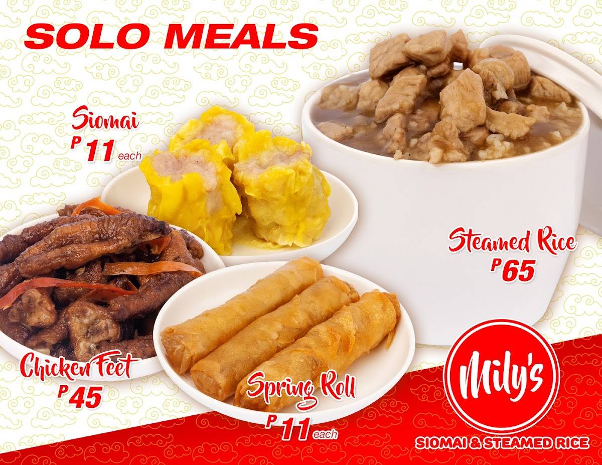 Menu at Mily's Siomai and Steamed Rice restaurant, Cebu City