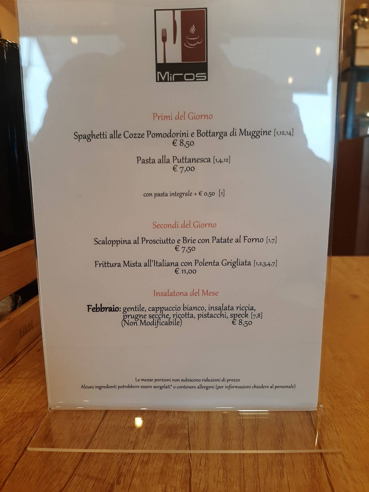 Speisekarte von Miros pub & Bar, Padua, Via Vigonovese