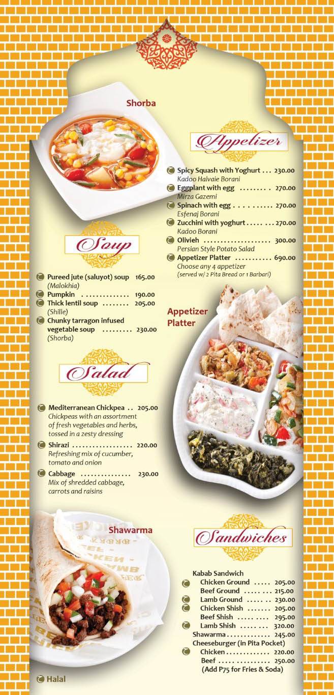 Menu at Mister Kabab restaurant, Pasay, Shell Residences