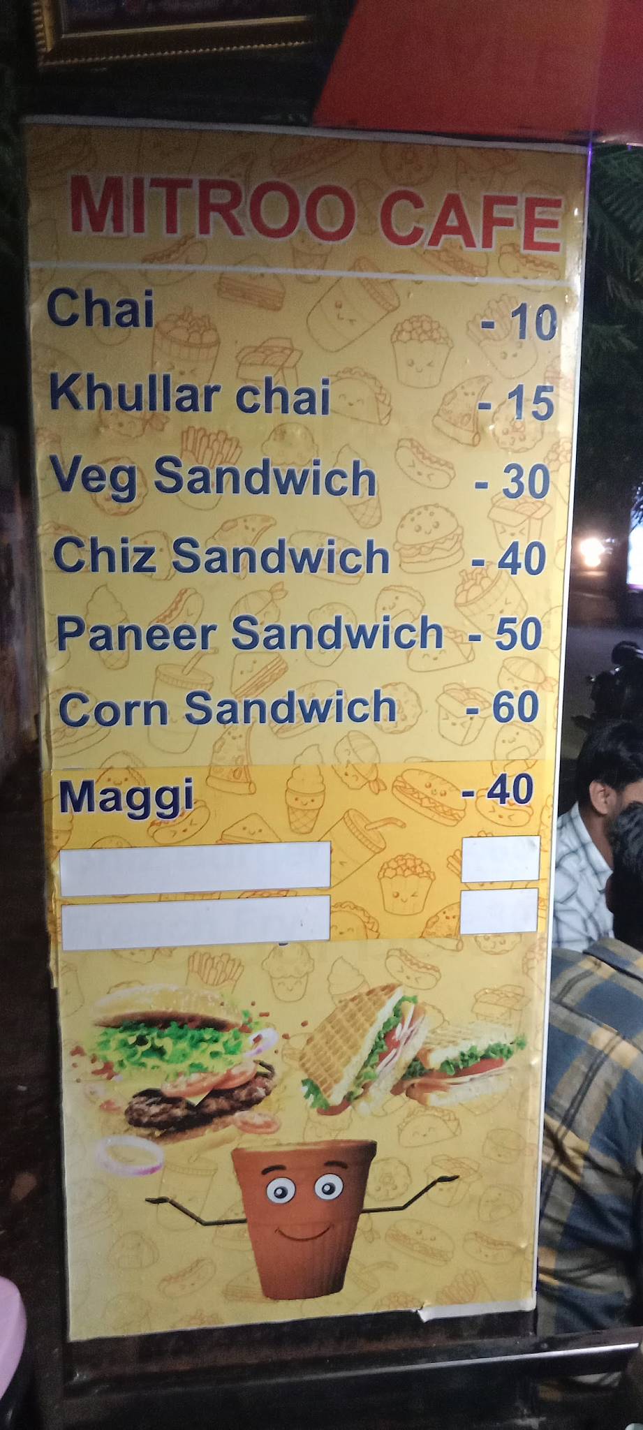 Menu at Mitro Cafe, Patna