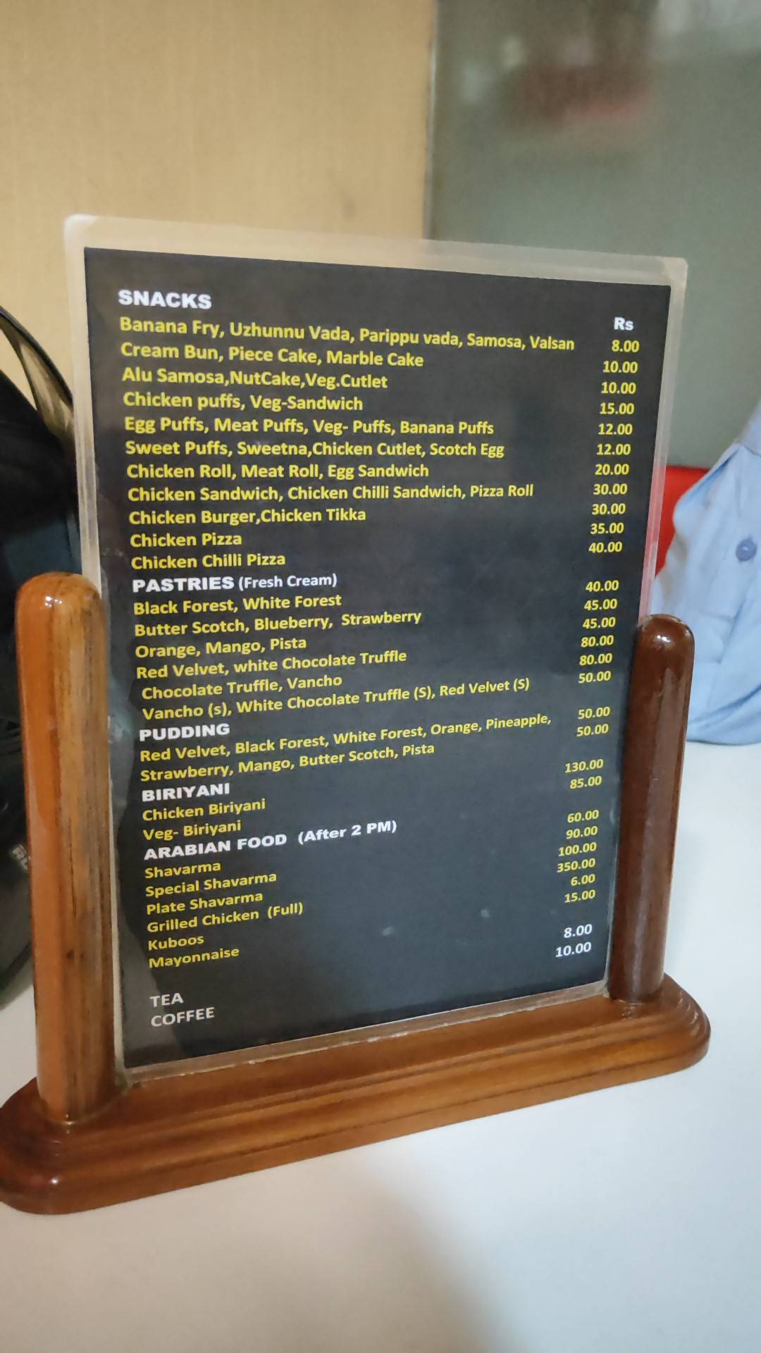 Menu at Modern Bakery, Attingal