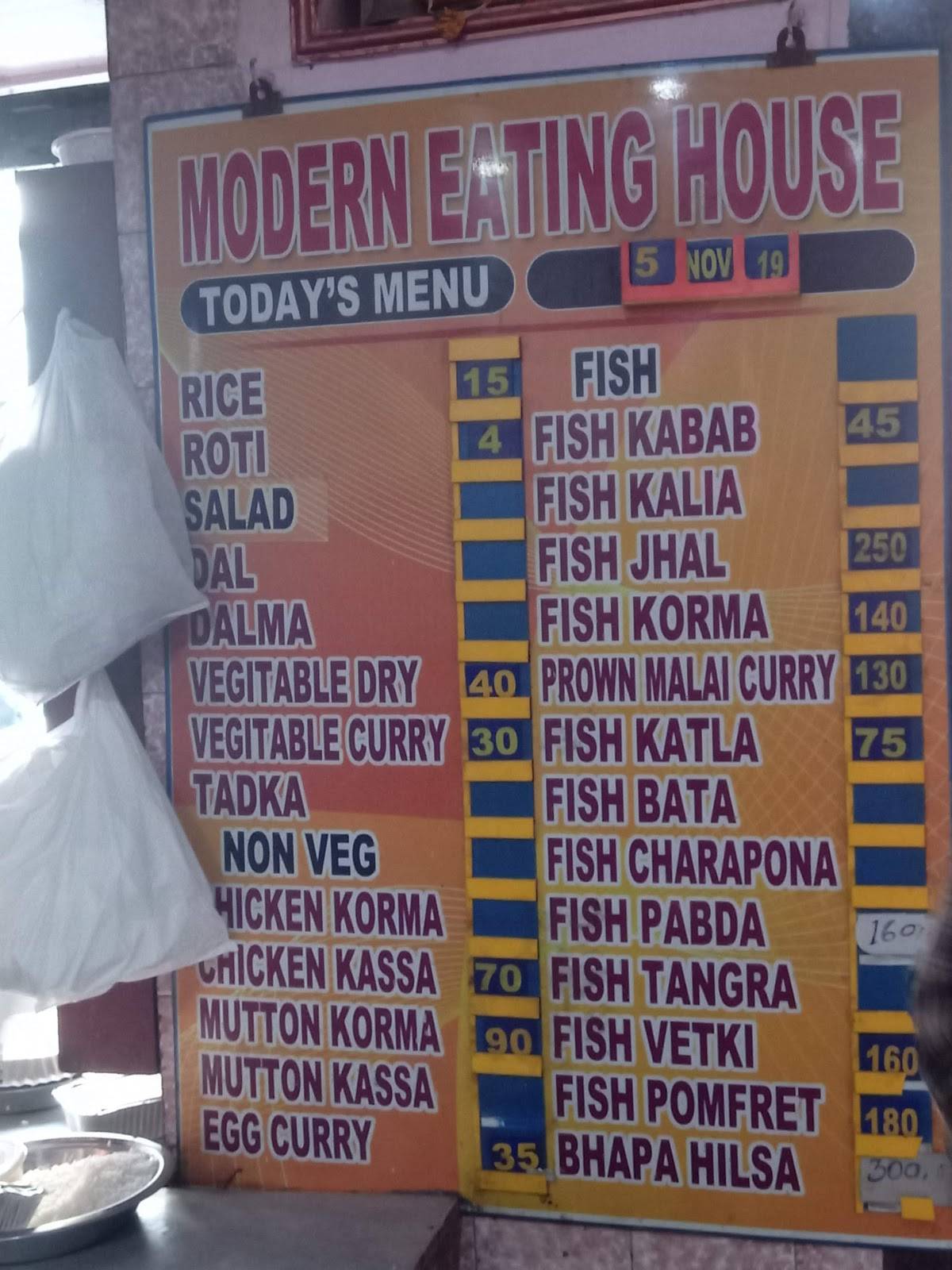 Menu at Modern Eating House, Kolkata, 4