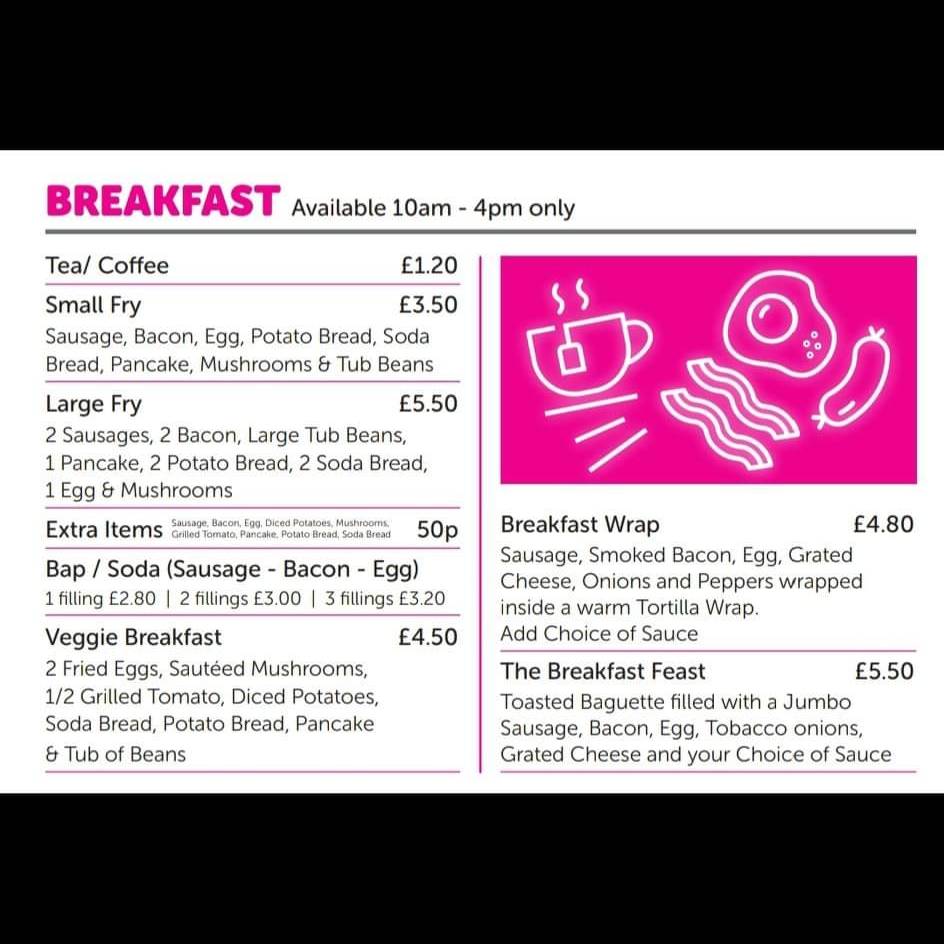 Menu at Molly Malones fast food, Ballymena, 2 Old Crebilly Rd