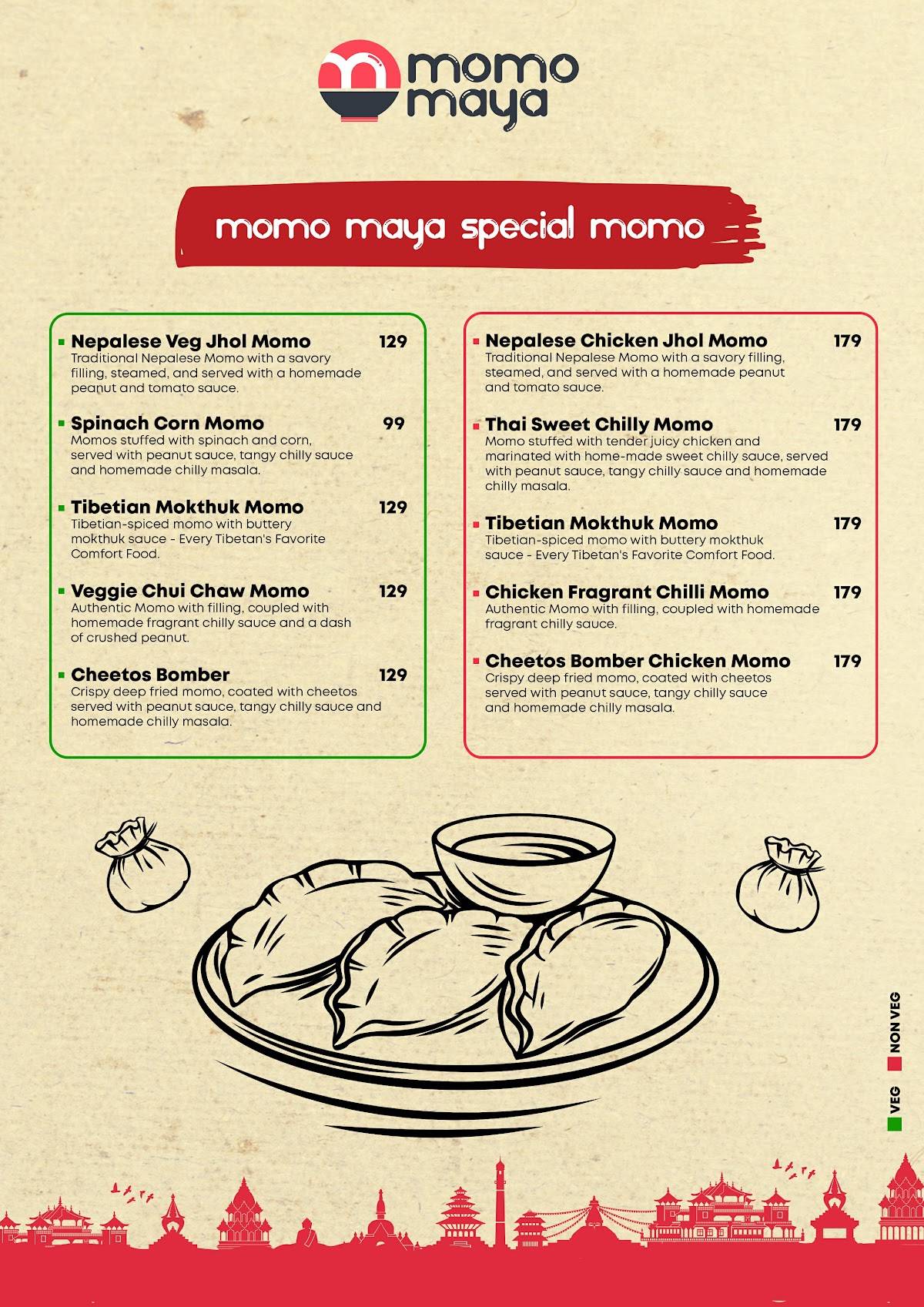 Menu at Momo Maya, Kolkata