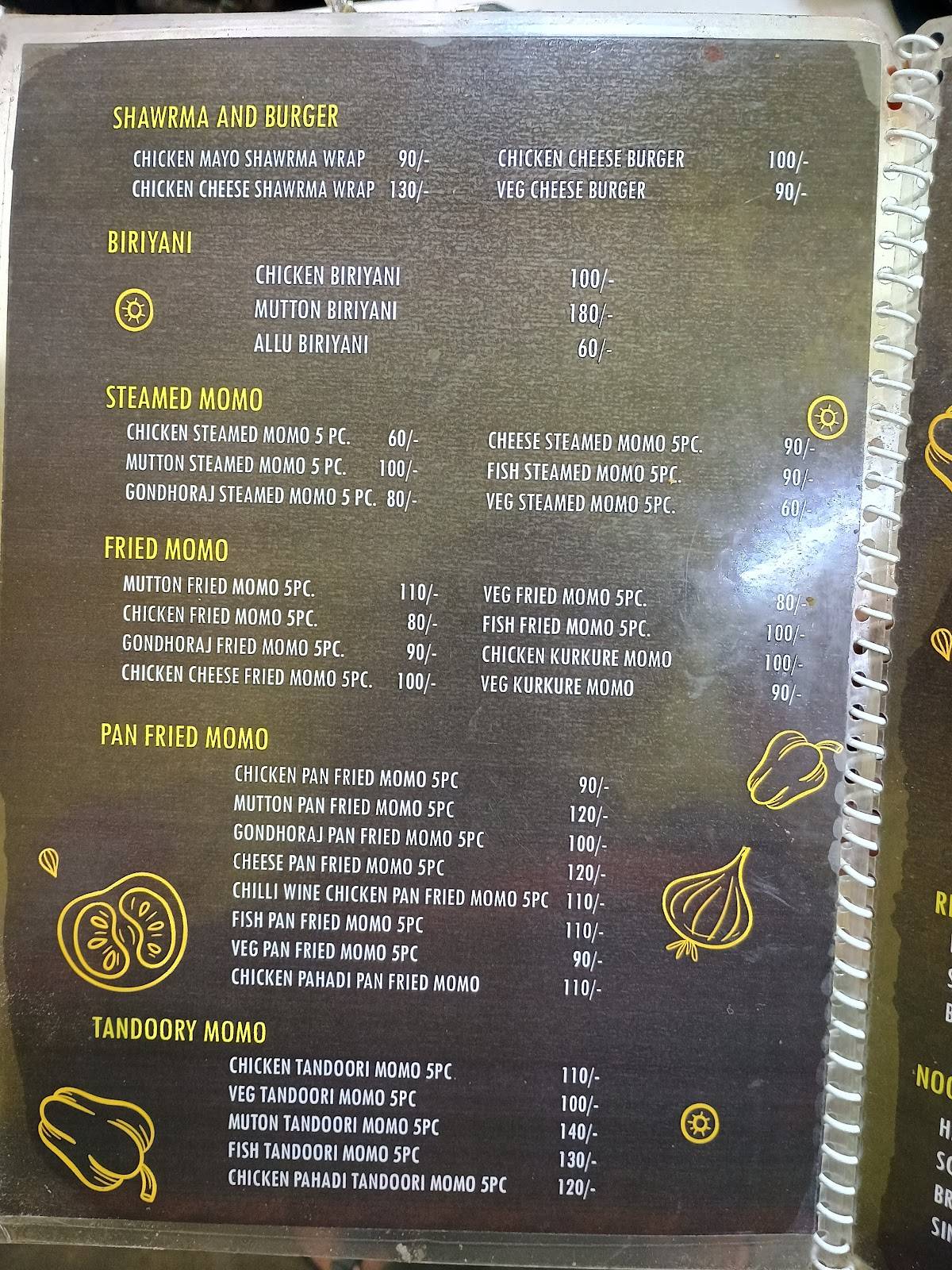 Menu at Momo More, North Dumdum