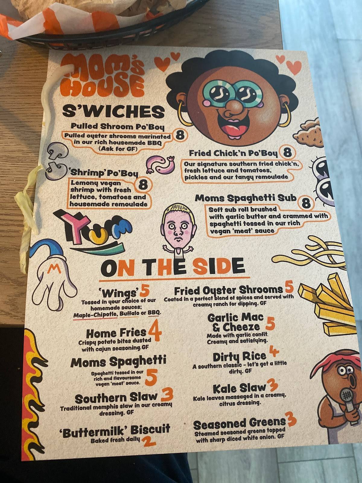 Menu at Mom's House - Soul Food restaurant, Birmingham