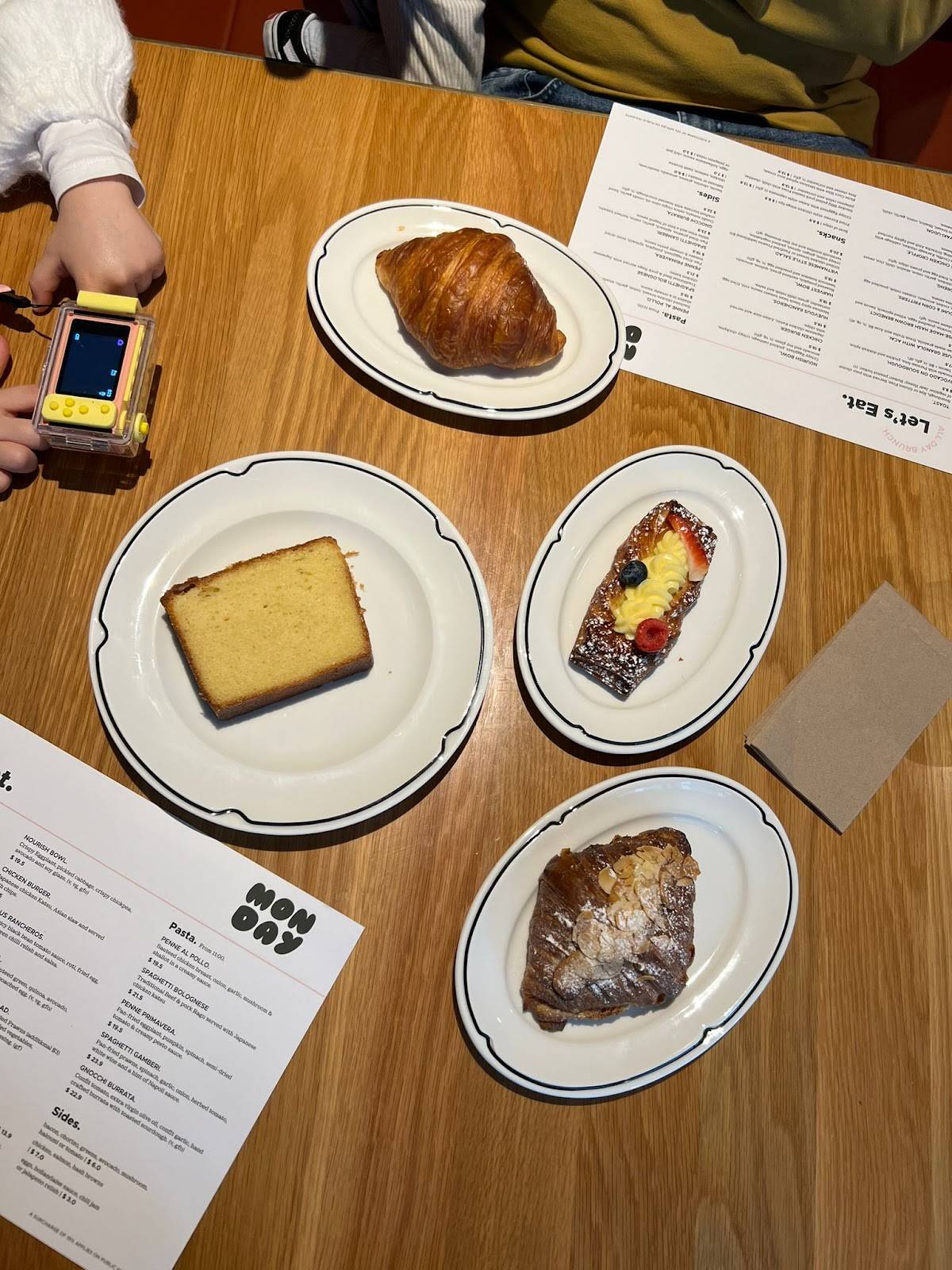 Menu at Monday Cafe, Brisbane City