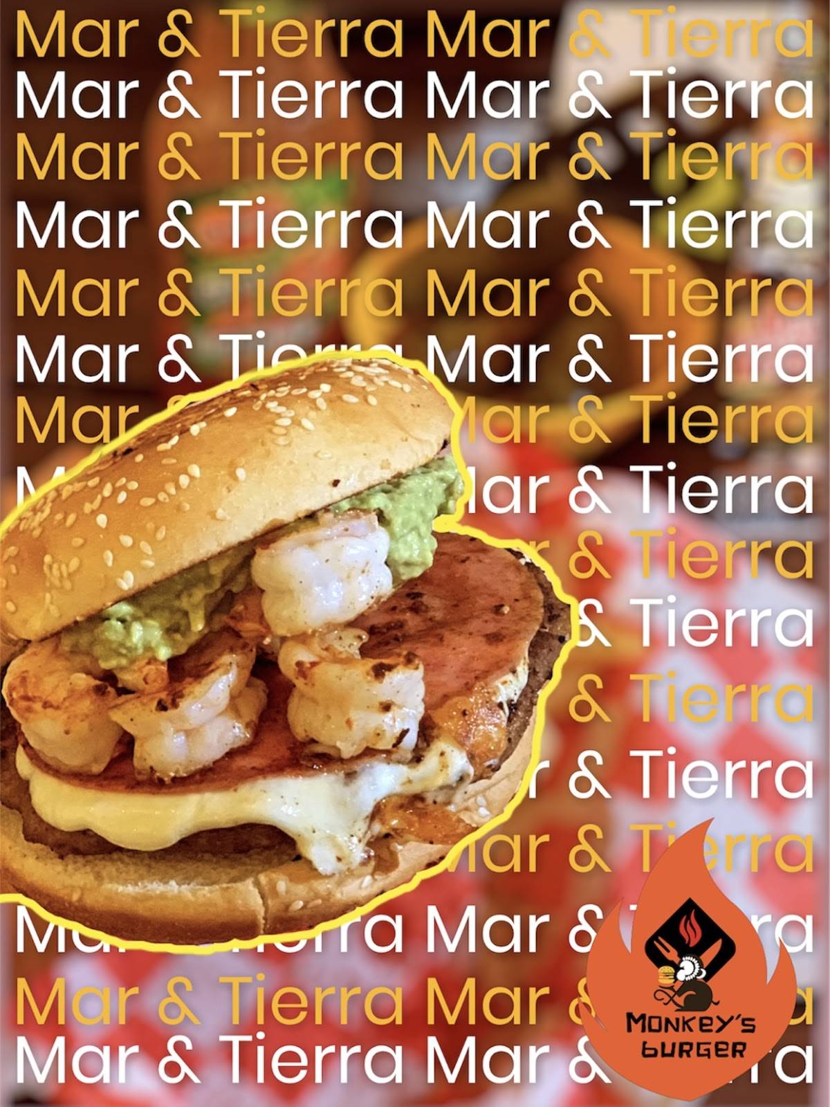 Menu at Monkey's Burger restaurant, Ciudad de Allende