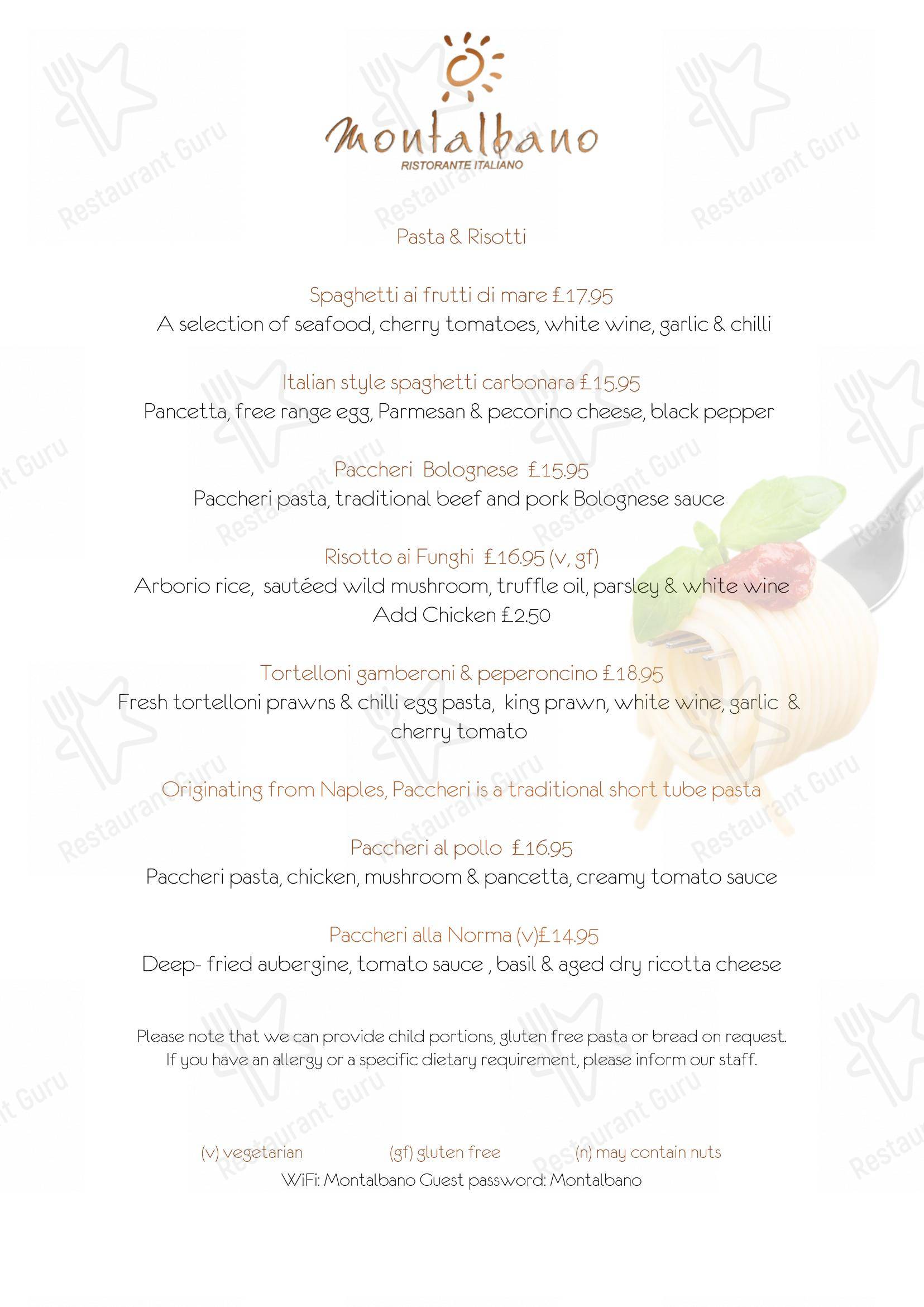 Menu at Montalbano Italian pub & bar, Tenterden, 75 High St