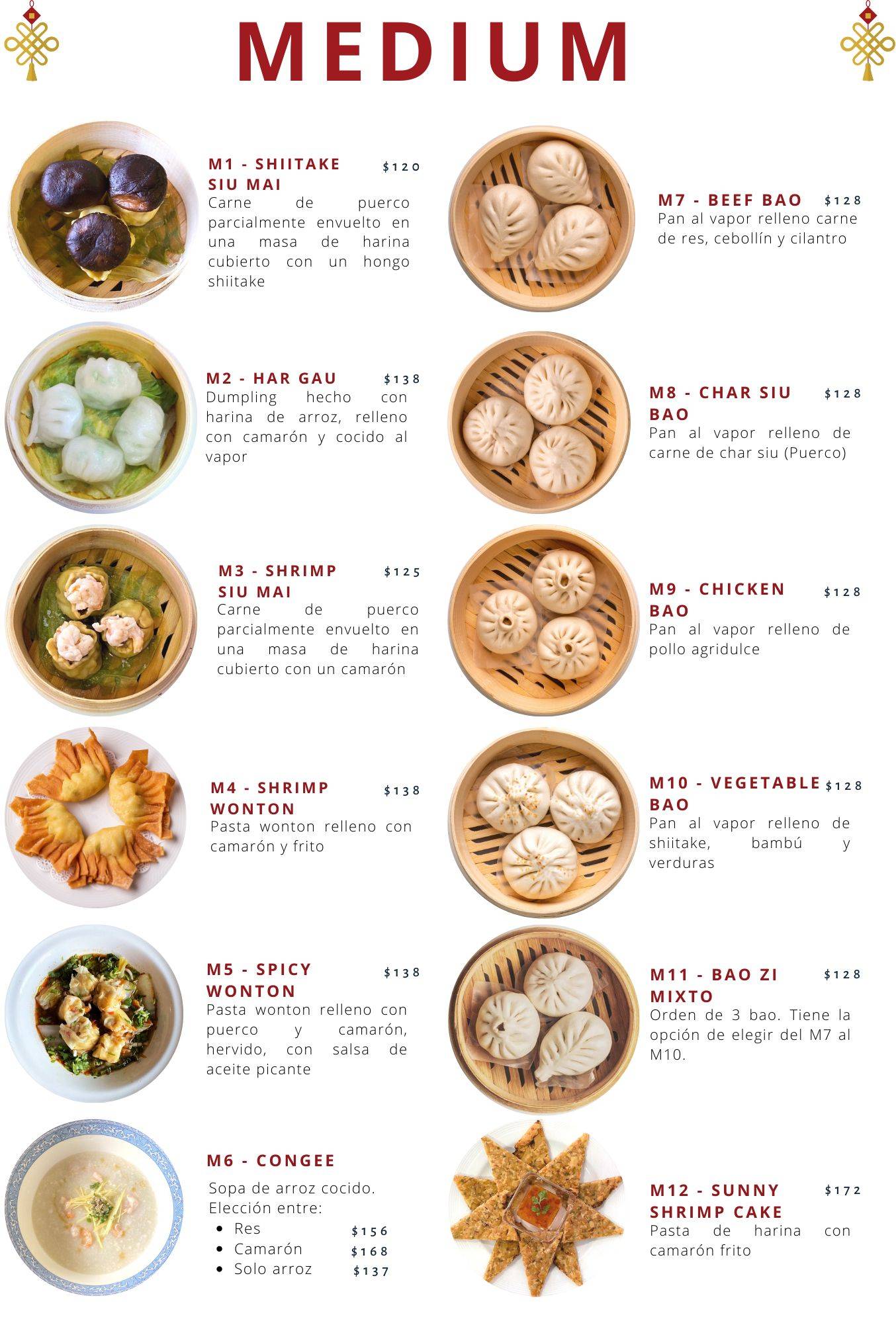 Carta del restaurante Taiwan Dim Sum, Monterrey