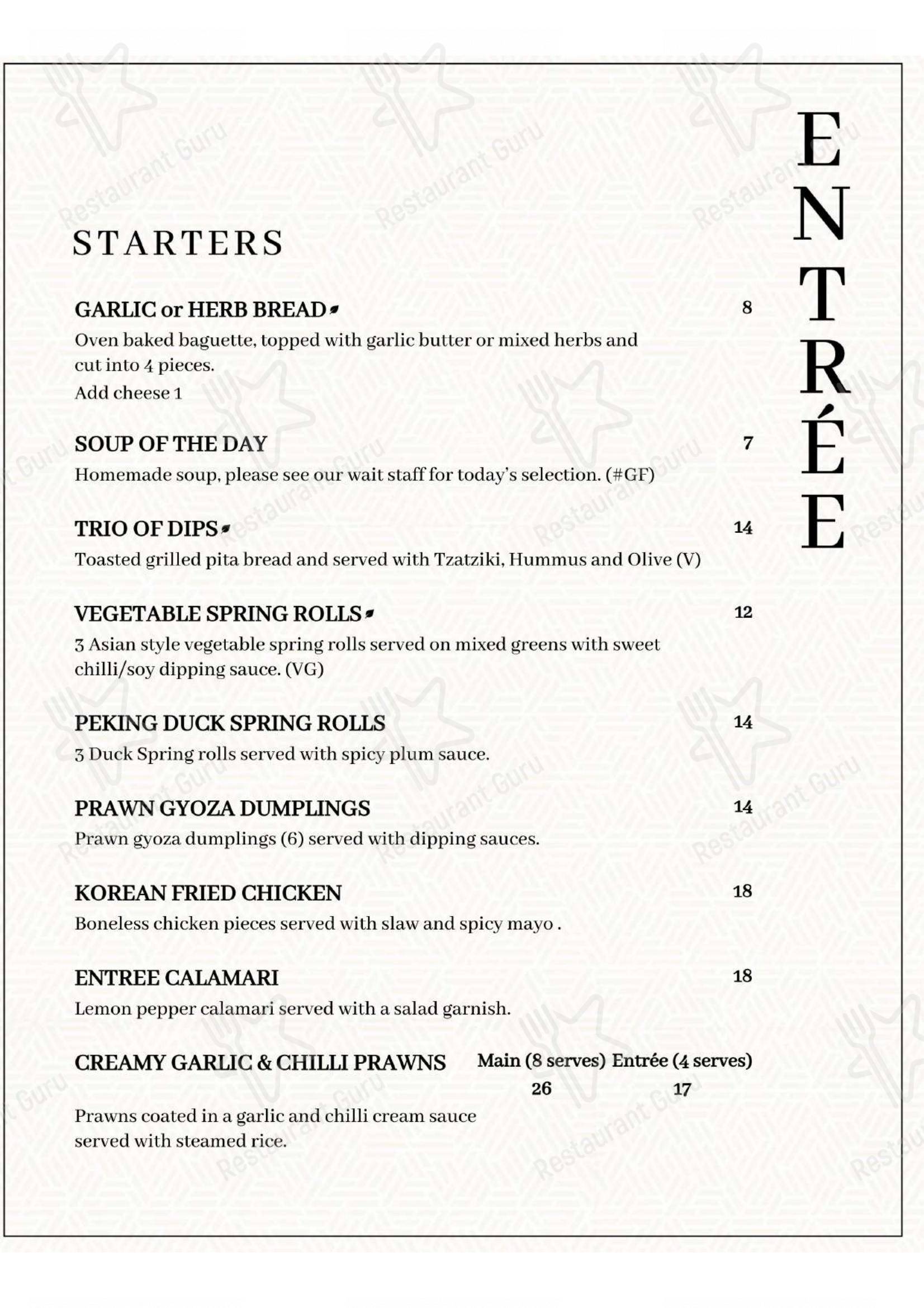 Menu at Montmorency RSL restaurant, Montmorency