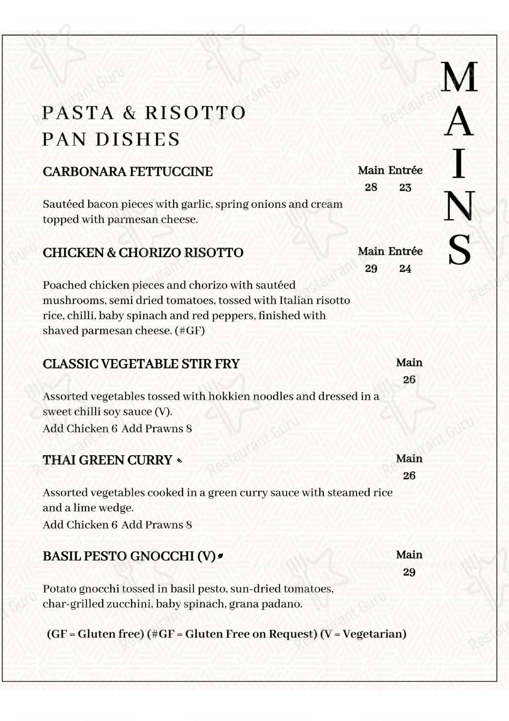 Menu at Montmorency RSL restaurant, Montmorency