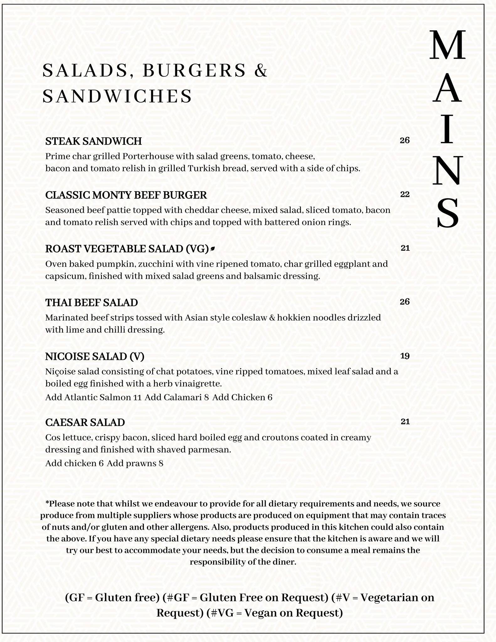Menu at Montmorency Eltham RSL restaurant, Montmorency