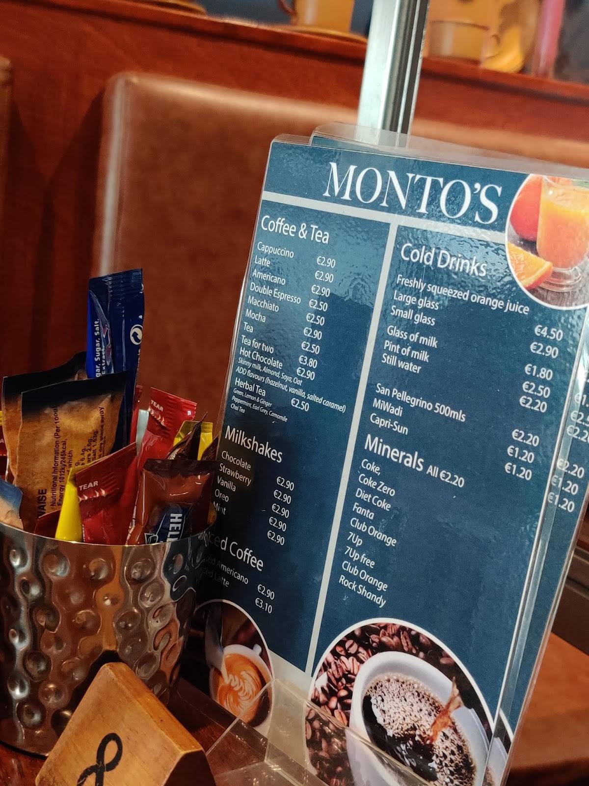 Menu at Monto’s Restaurant, Navan