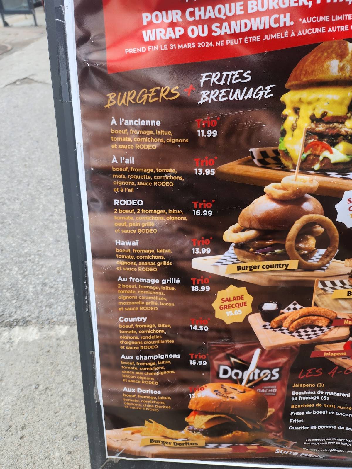 Menu at Rodeo Grill restaurant, Montréal