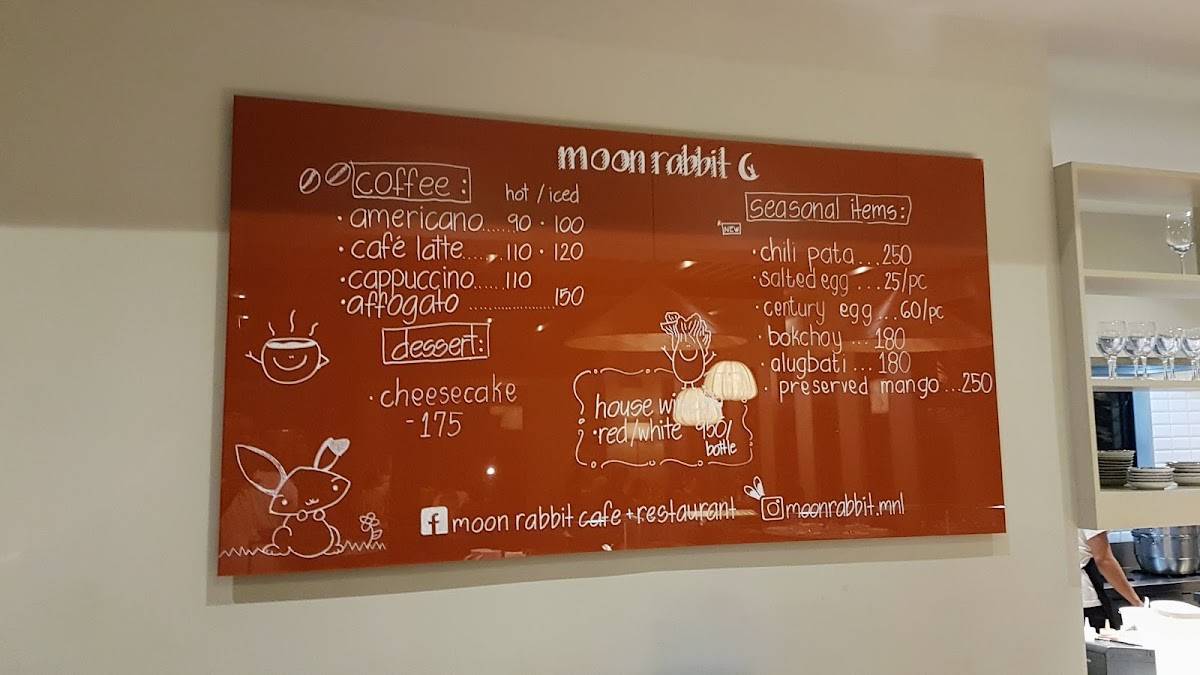 Menu at Moon Rabbit Cafe & Restaurant, San Juan