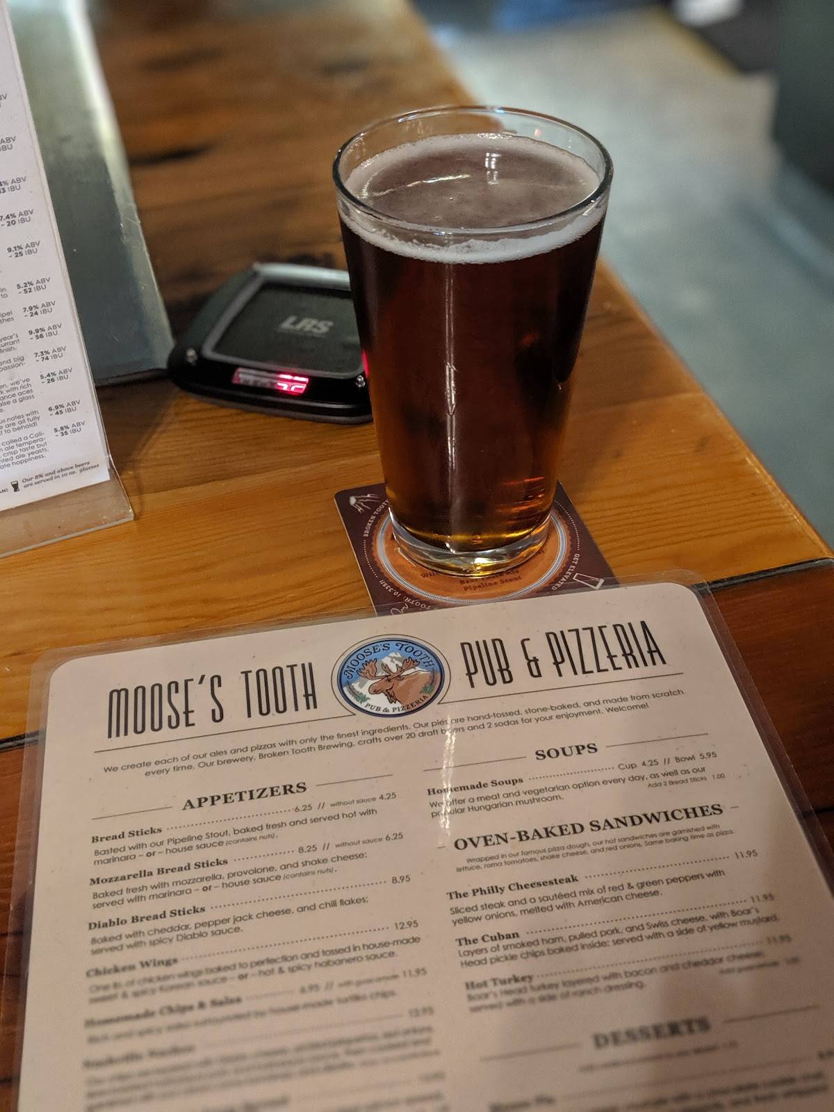 Menu at Moose's Tooth Pub & Pizzeria, Anchorage